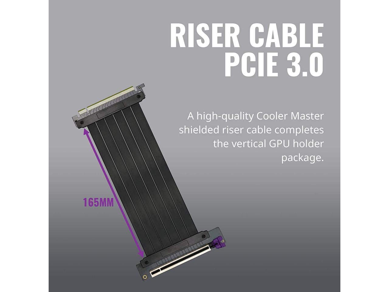 Toptekits Cooler Master Universal Vertical Graphics Card Holder KIT VER.2 with 165mm/6.5in Riser Cable, for Full Tower/Standard ATX Chassis with at Least 7 Available PCI Slots