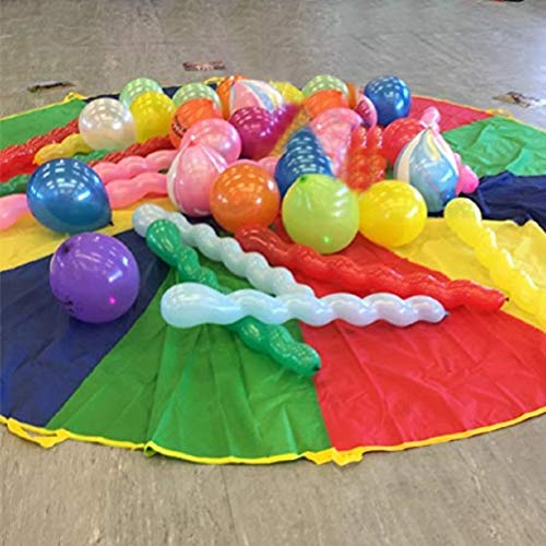 Tebery Kids Play Parachute with 12 Handles,12ft Multicolored Parachute for Tent Cooperative Games