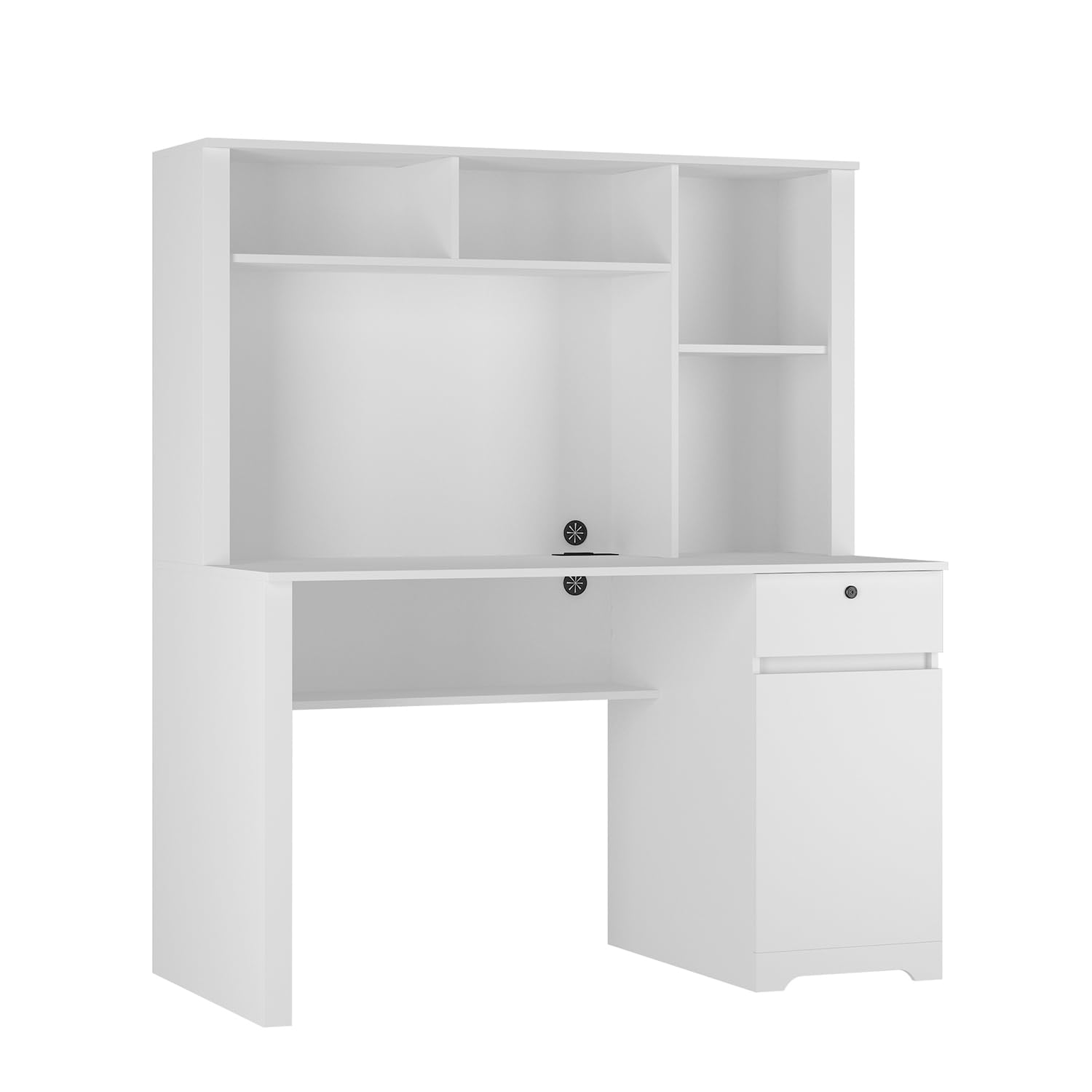SQLIFE Writing Computer Desk, Corner Desk/Gaming Desk, Modern Study Writing Desk with Charging Station, Home Office Desk Workstation for Home Office