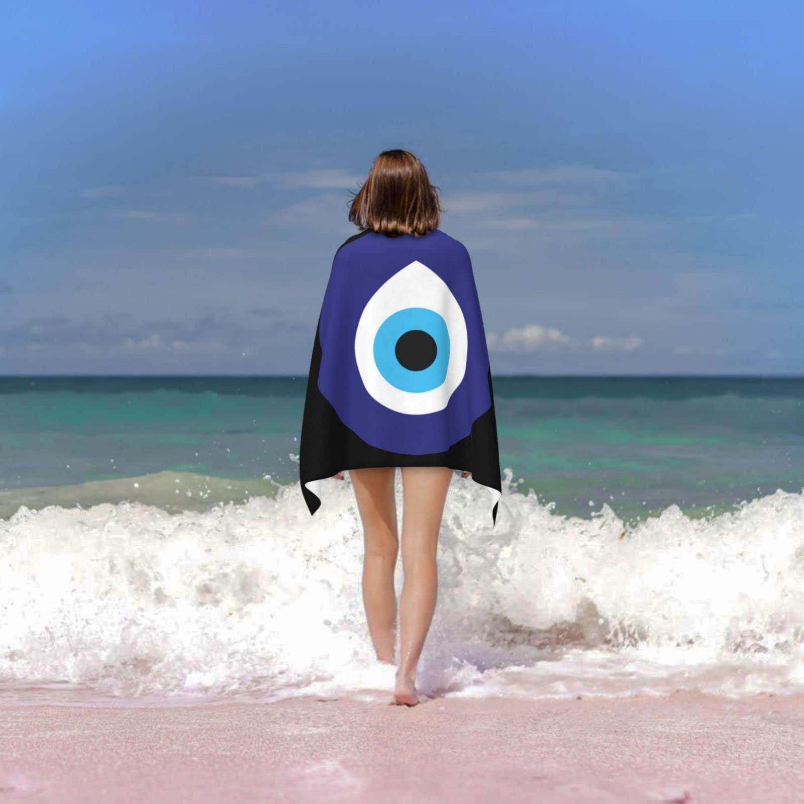 Zahika Turkish Evil Eye Beach Towel Absorbent Bathroom Towels Beach Towels Oversized Super ​32x52 Inch
