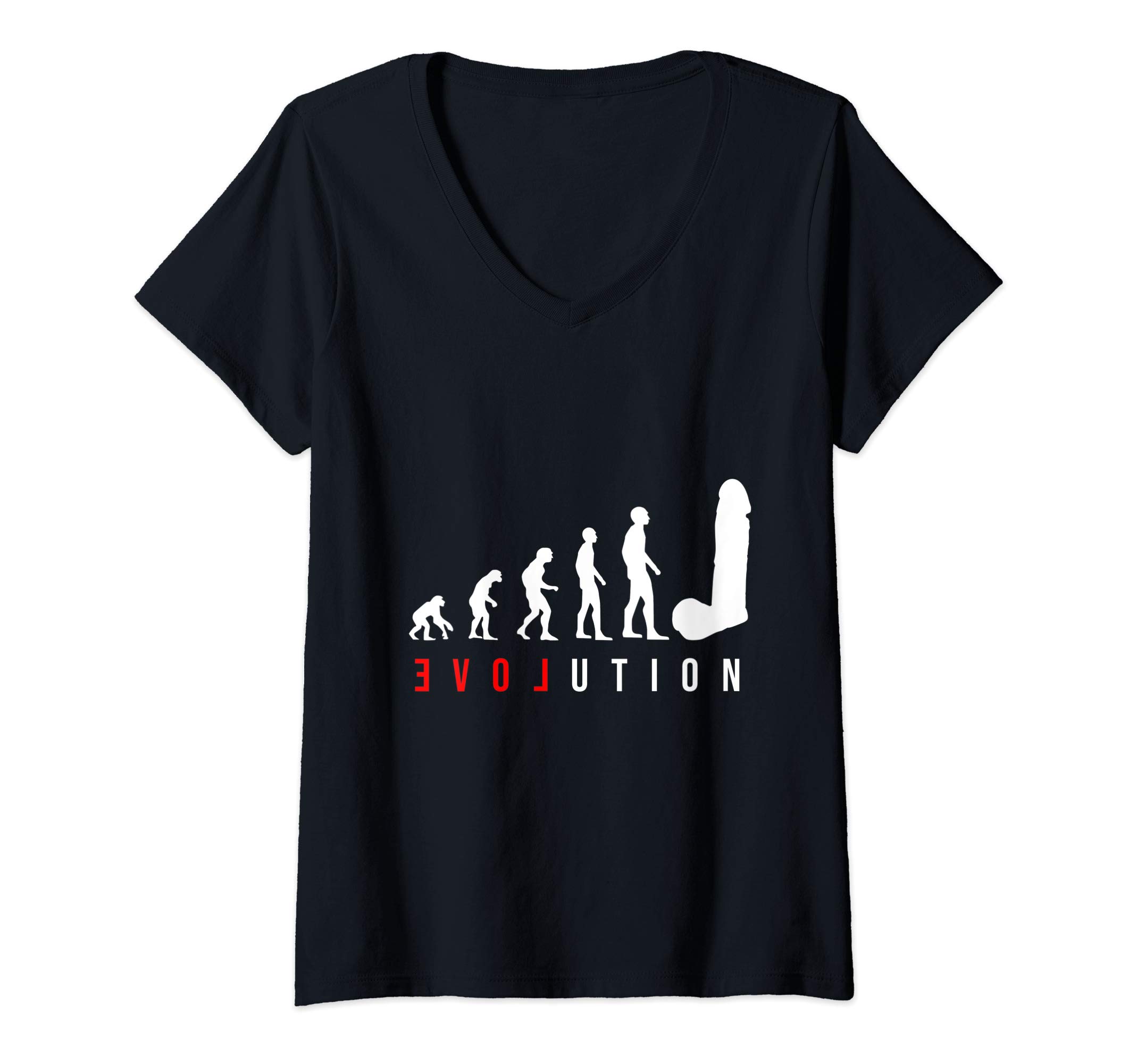 Womens Adult Evolution Sextoy - The Real Love V-Neck T-Shirt
