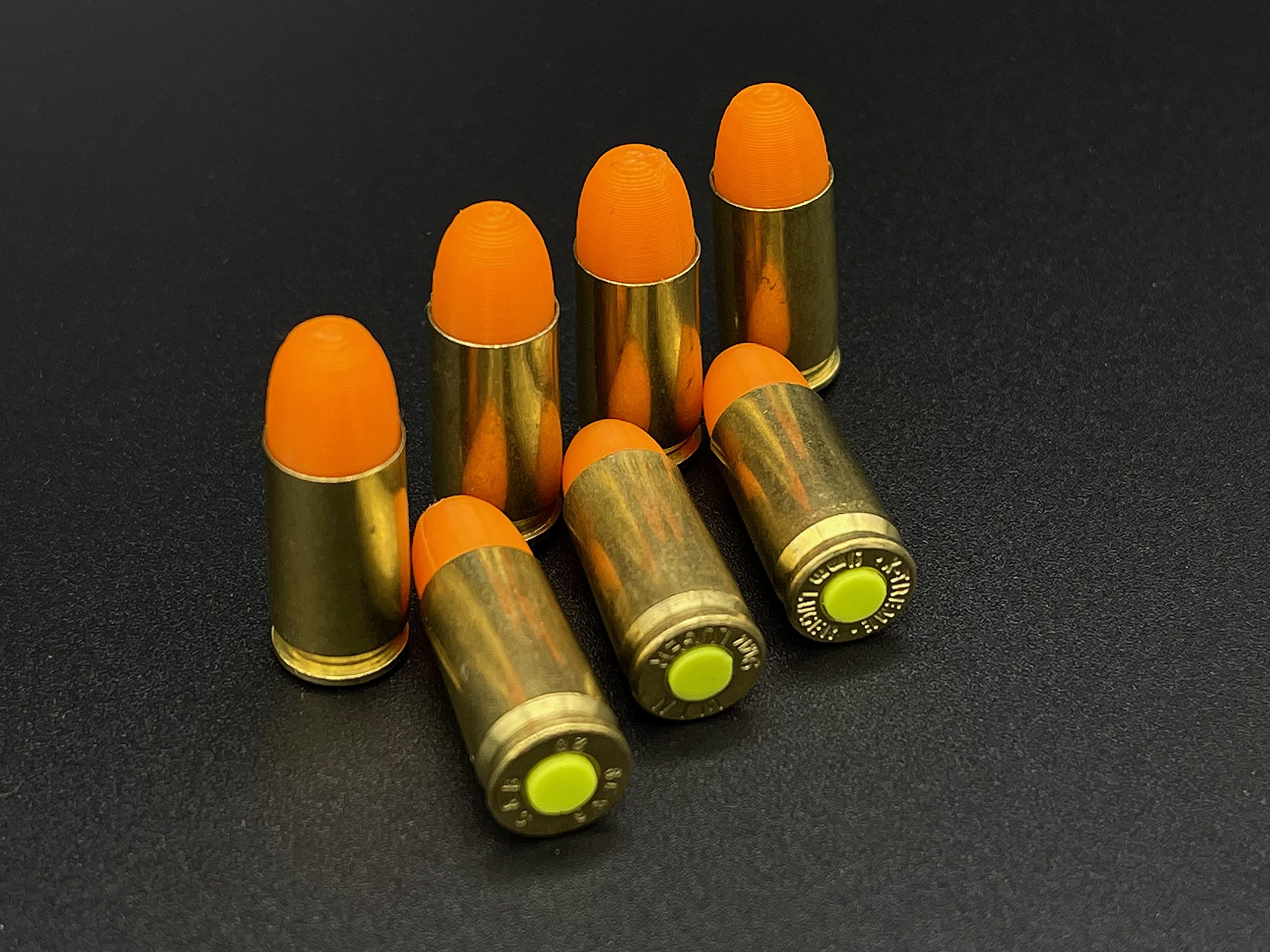 TechStudio3D Premium Brass 9mm Dummy Rounds, Snap Caps - Firearms Dry Fire Ammo for Training - Made in USA (10 Pack) Orange