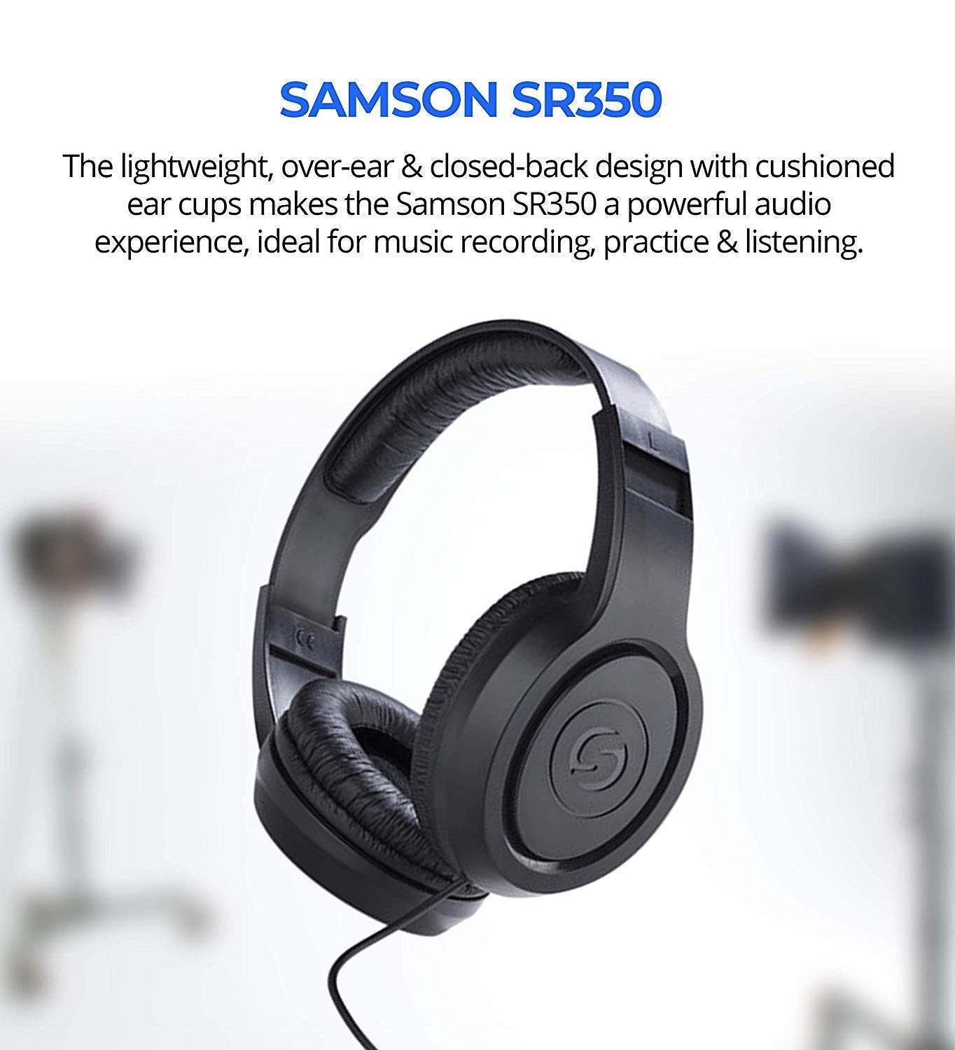 teen age engineering PO-35 Pocket Operator Speak Vocal Sampler/Sequencer Bundle with Samson SR350 Over-Ear Stereo Headphones, Blucoil 3-Pack of 7" Audio Aux Cables, and 4 AAA Batteries