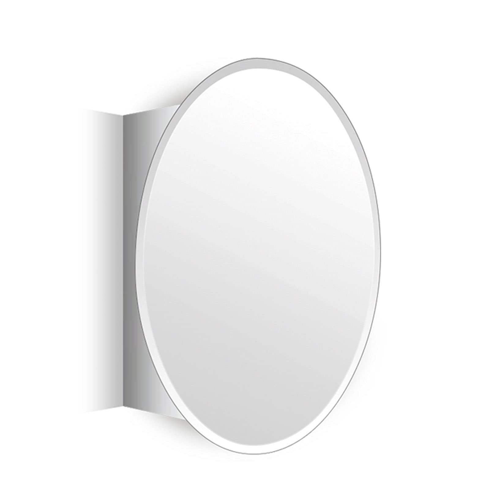 ZAYEN Bathroom Mirror Cabinet, Oval Bathroom Mirror with Shelf Stainless Steel Metal Bathroom Mirror Cabinet Wall-Mounted Mirror Storage Cabinet