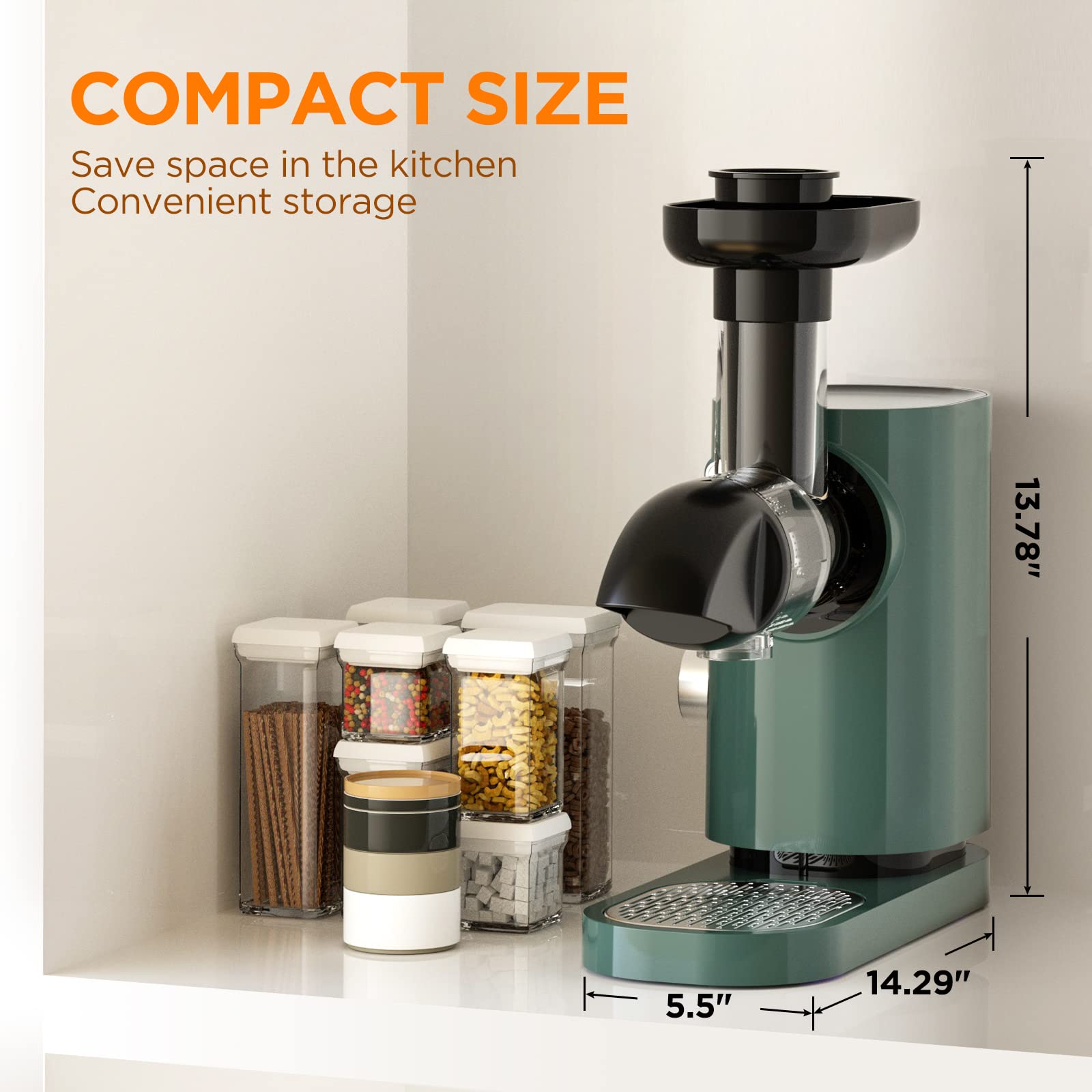 Slow Masticating Juicer, AAOBOSI Juicer Machines with Quiet Motor/Reverse Function/Easy to Clean Brush - Delicate Crushing Without Filtering - Cold Press Juicer for Fruit and Vegetable, Green