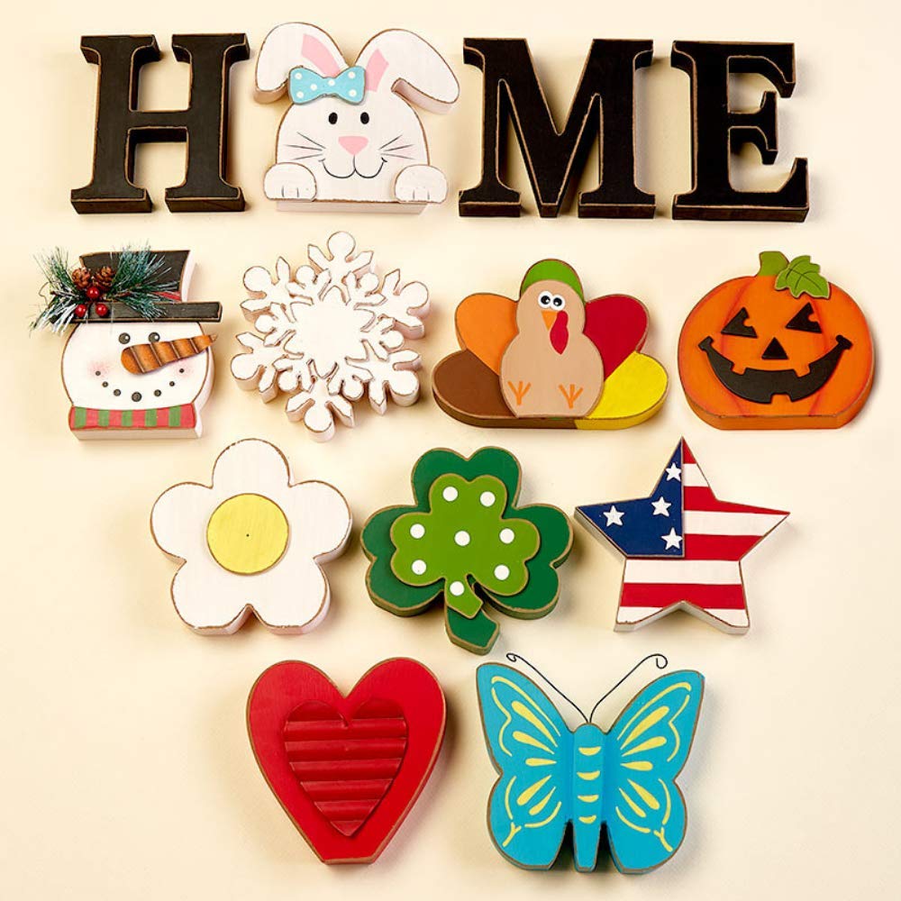 Wooden Letters Decorative Home Signs Wall Decor 13-Pc