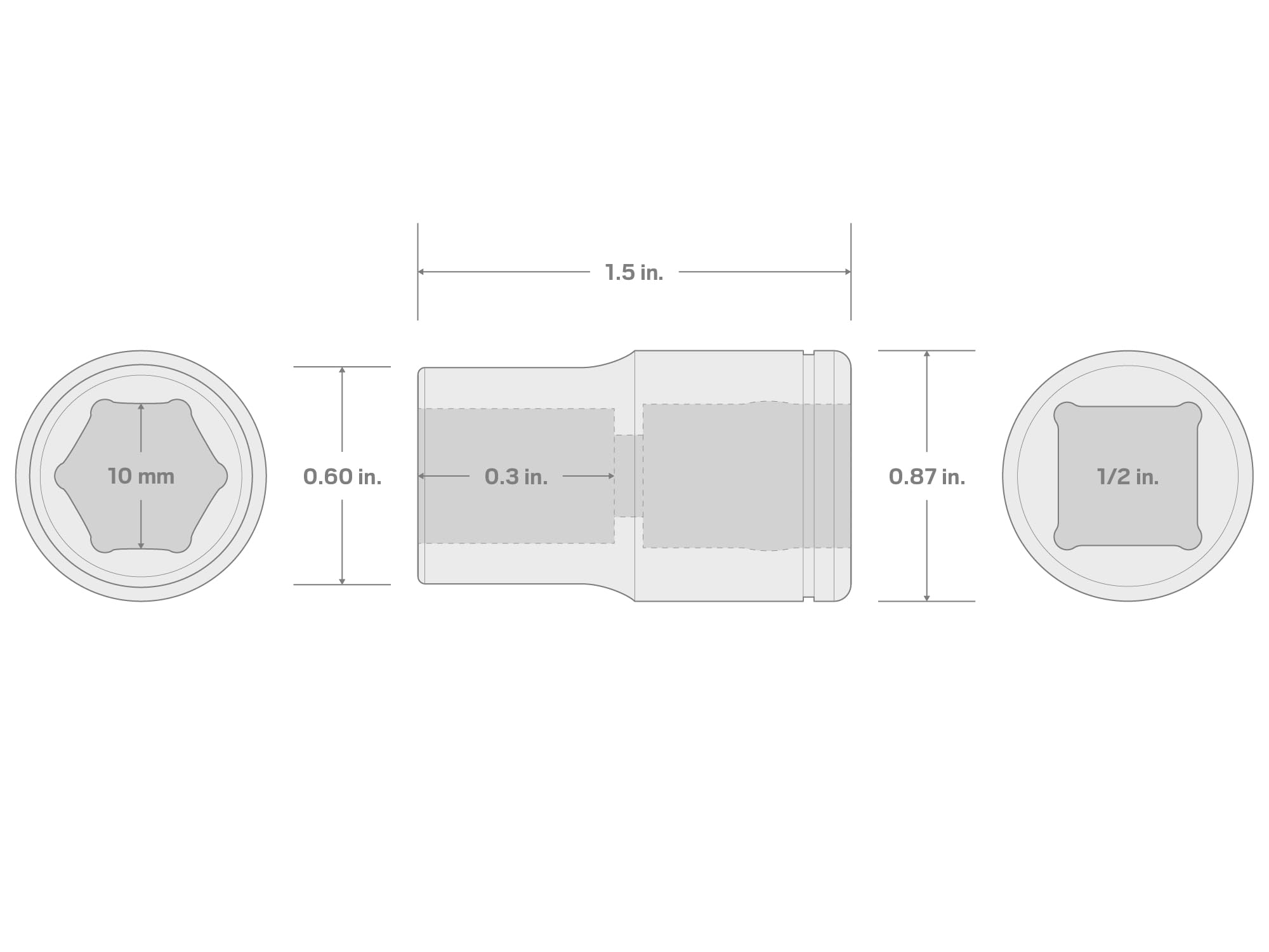 TEKTON 1/2 Inch Drive x 10 mm 6-Point Socket | SHD22110