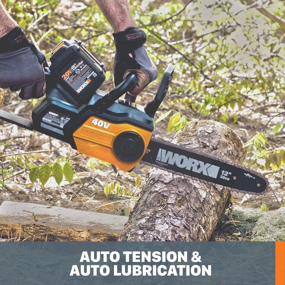 Worx 40V 12" Cordless Chainsaw Power Share with Auto-Tension (Tool Only) - WG381.9