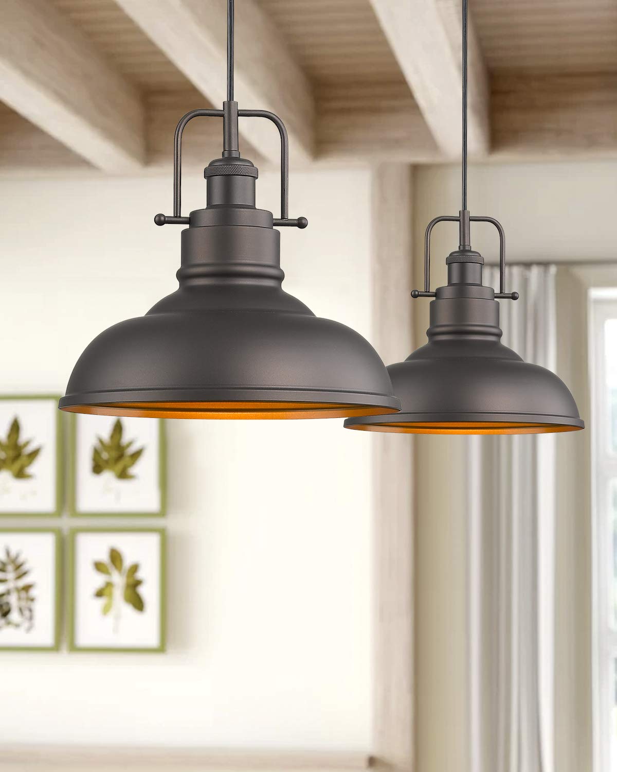 zeyu Farmhouse Pendant Light, 1-Light Industrial Hanging Light Fixture 11-inch, Oil Rubbed Bronze Finish, 016-1 ORB