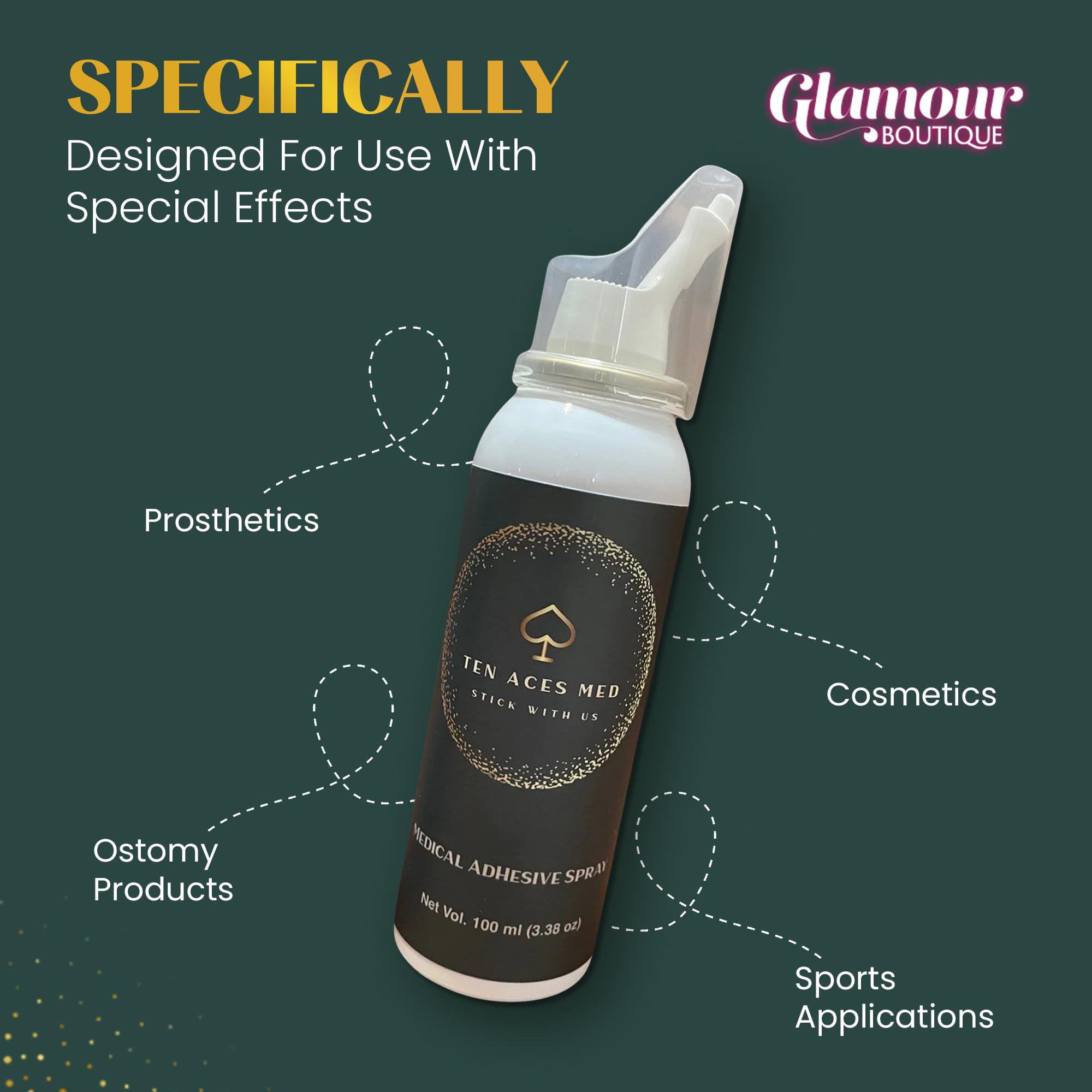 Ten Aces Secure and Reliable Silicone Breast Form Adhesive Spray Medical-Grade Skin Glue Strong Bonding and Breast Prosthesis Applicator (50 ml)