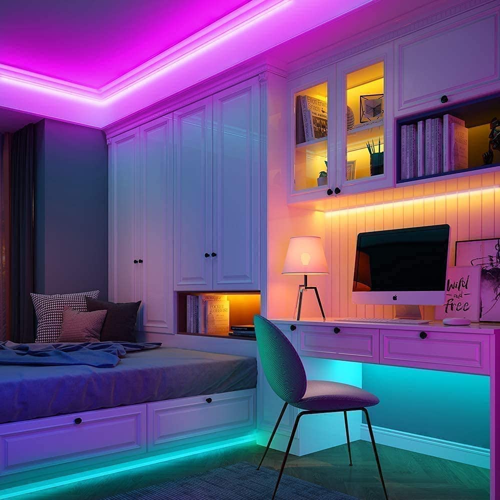 ZHT Bluetooth LED Strip Lights 32.8ft/10M App Control, Sync with Music RGB Color Changing Strip Light for Bedroom Ceiling Kitchen & TV, Rope Light 300pcs Led Waterproof IPX65, Safety Use.