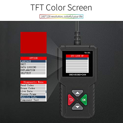 YA101Classic Enhanced OBD II Scanner OBD2 Scanner Car Engine Fault Code Reader EOBD OBDII CAN Diagnostic Scan Tool Automotive Diagnostic Detector Scan Tool YA101 for Ford