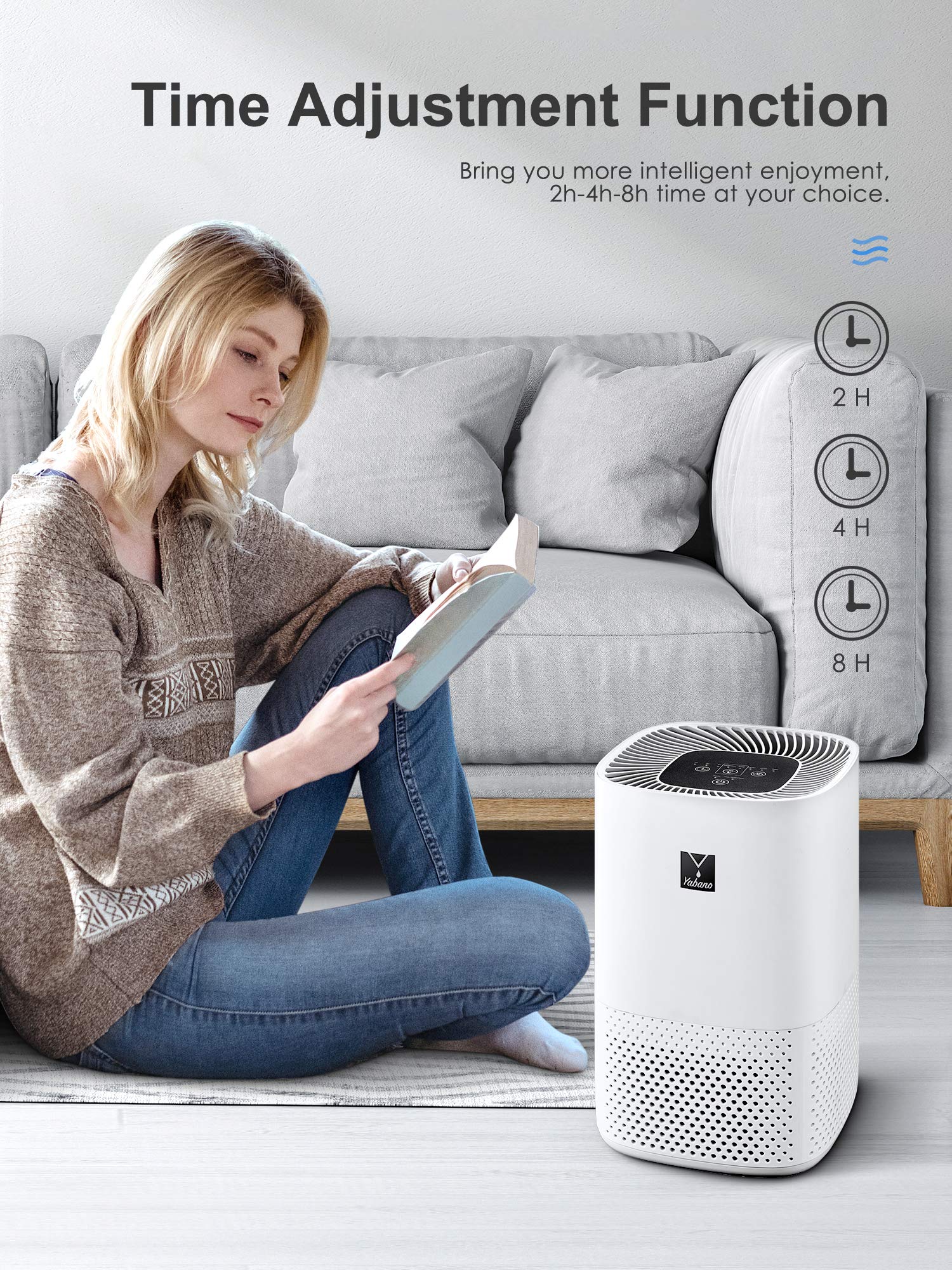 Yabano Air Purifiers Smoke Air Cleaner for Home Bedroom, 215 ft² Coverage, 20db Ultra Quiet, H13 True HEPA Filter 99.97% Effectively Remove Air Pollutants