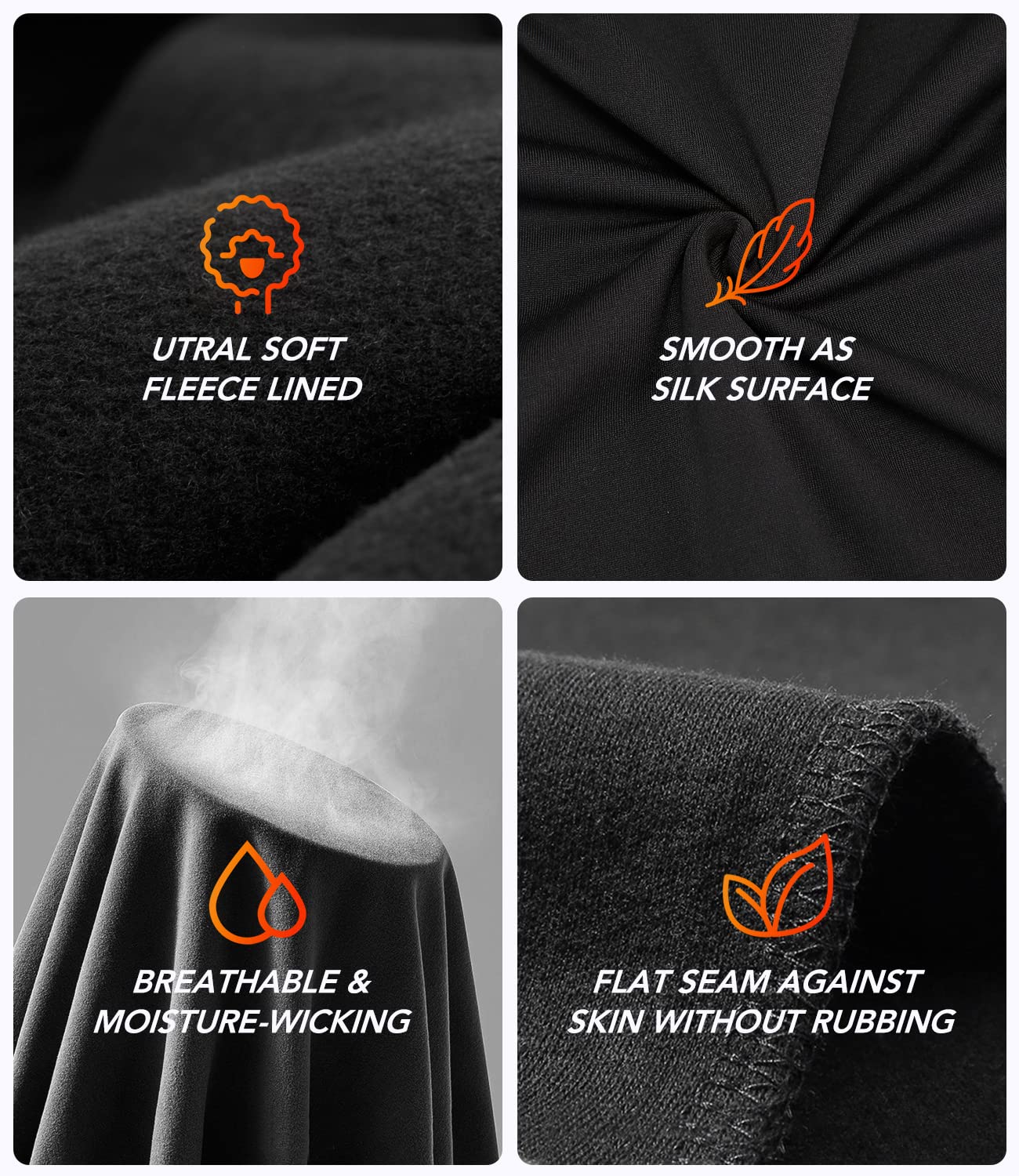 TEEPIRE Mens Thermal Underwear Set with Lightweight Ultra Soft Fleece Lined,Long John Set, Skiing Base Layer (Large) Black