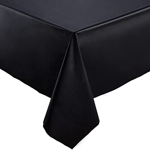 ZIMPLEWARE Premium Black Plastic Table Cloth Disposable (6 Pk) Plastic Tablecloths for Rectangle Tables (54in x 108in) Party Table Cloths Disposable for 6ft to 8ft Rectangle Tables
