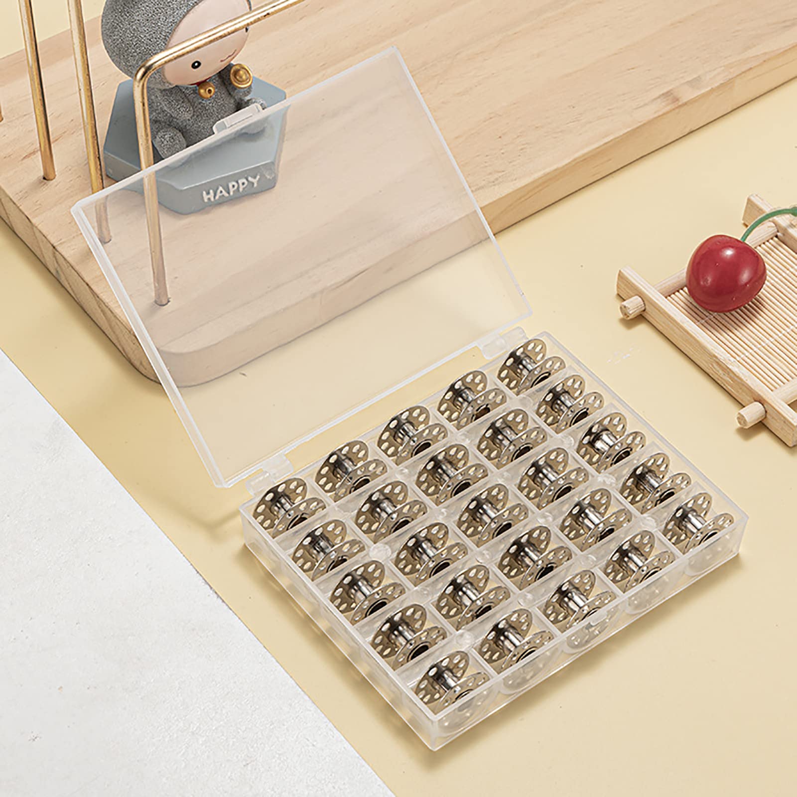 WUWEOT 108 Pieces Empty Metal Bobbin, Sewing Machine Bobbins, Class 15 Universal Bobbins with Plastic Storage Case Box for Brother, Janome, Singer, Bernina, Toyata, Anime, Kenmore, Babylock by LeBeila