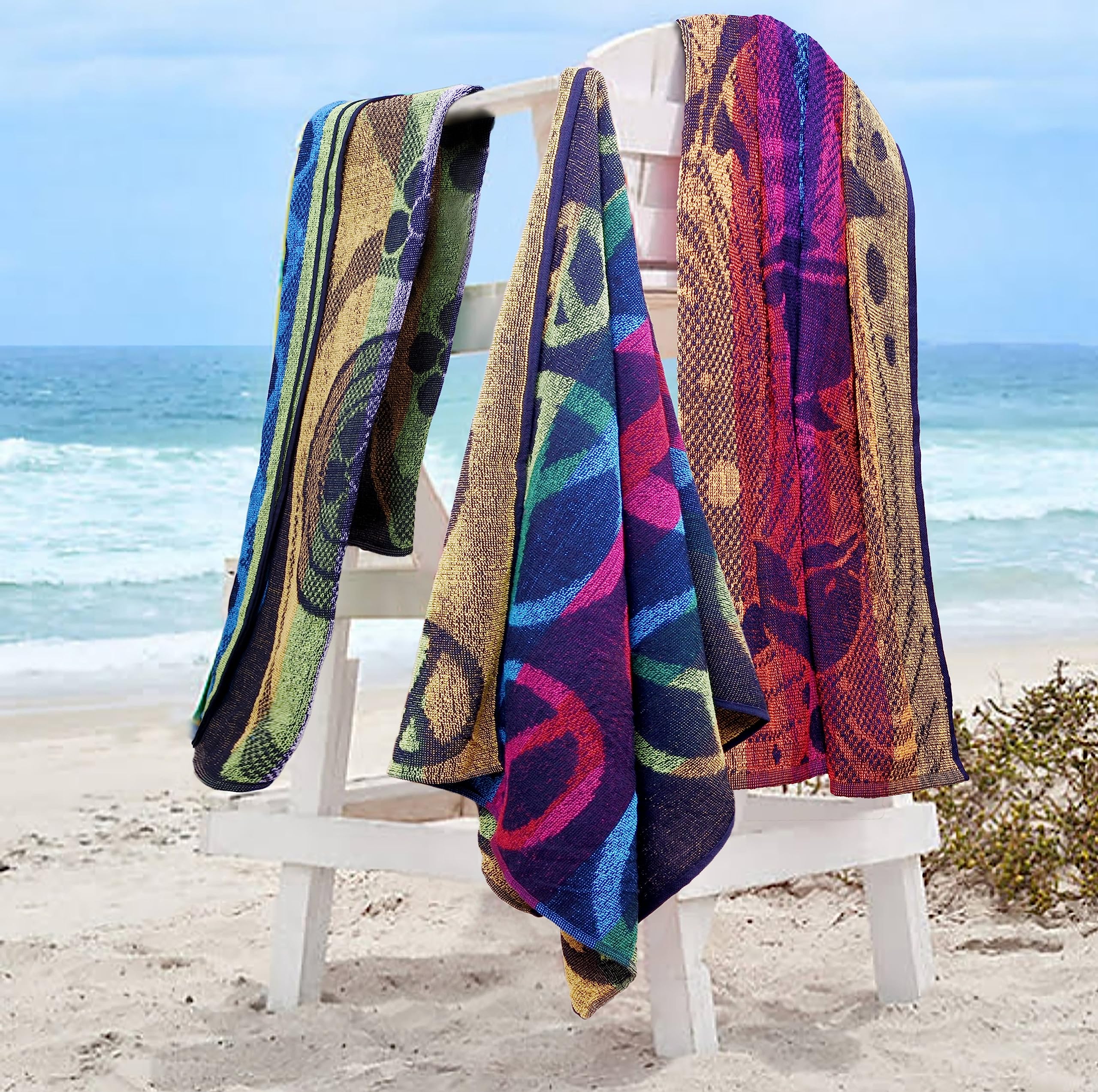 Terry Multi Towel and Hotel Pool Towel | Soft Oversized Towel Pack of 6 Pieces Extra Large (30 X 60 inches) (Assorted Designs)