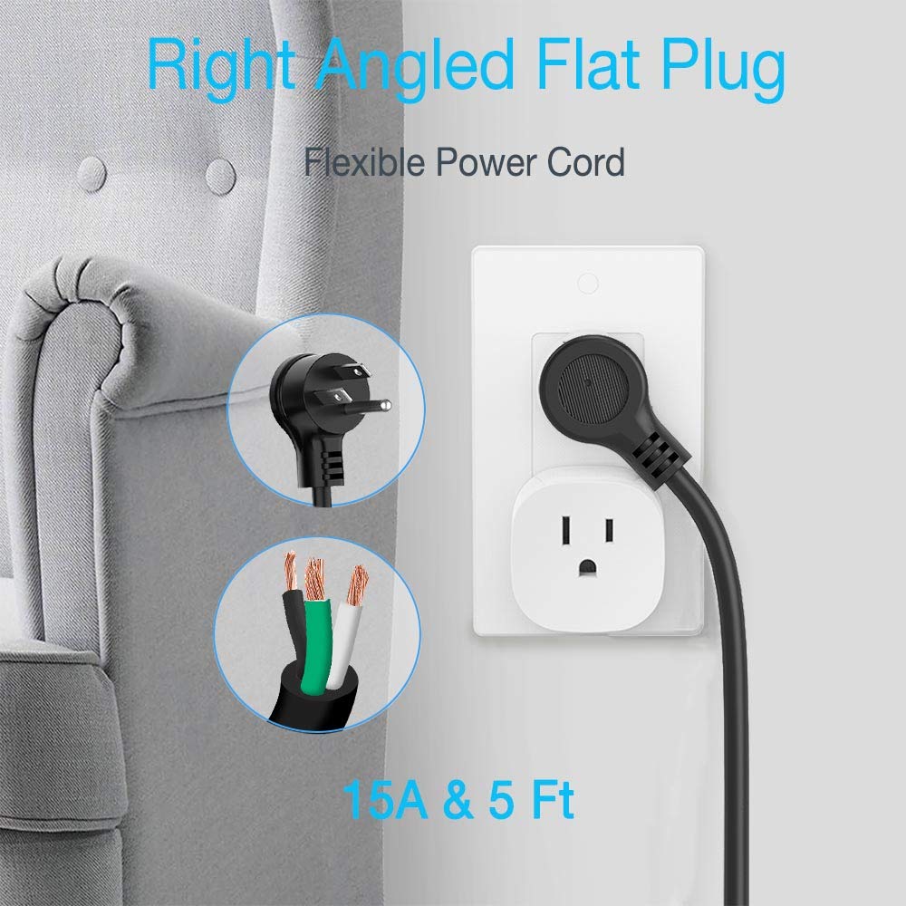 TESSAN Mountable Power Strip Extension Cord with Surge Protector, 10 AC Outlets, and 3 USB Charging Ports for Home and Offices, Black