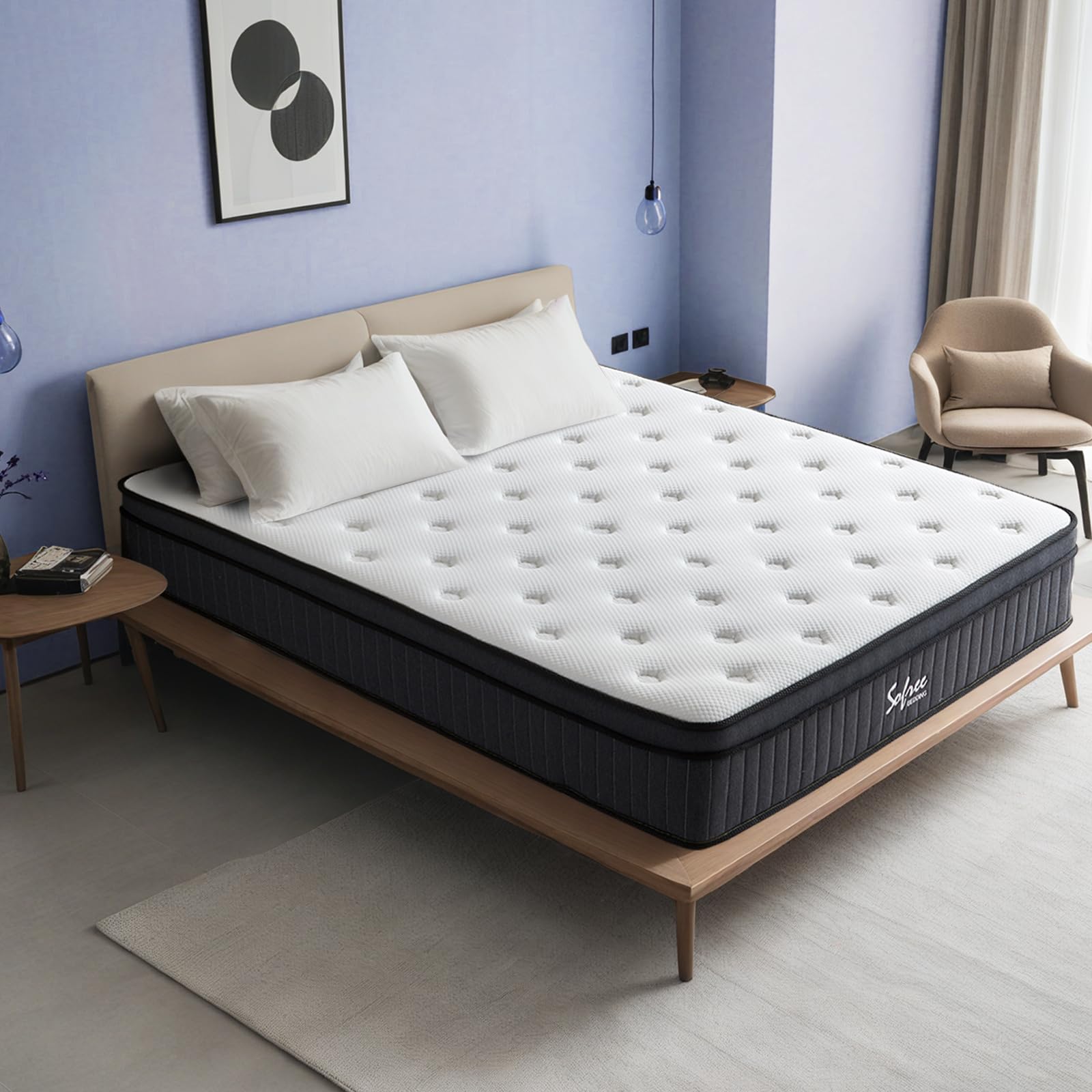 sofree bedding King Mattress, 12 Inch Memory Foam Hybrid Mattress King, Pocket Spring Mattress in a Box for Motion Isolation, Strong Edge Support, Pressure Relief, Plush Feel, CertiPUR-US