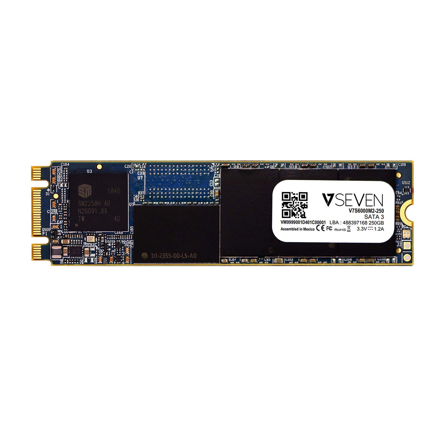 V7 S6000 3D NAND PC SSD - SATA III 6 GB/S, 250GB 2280 M.2