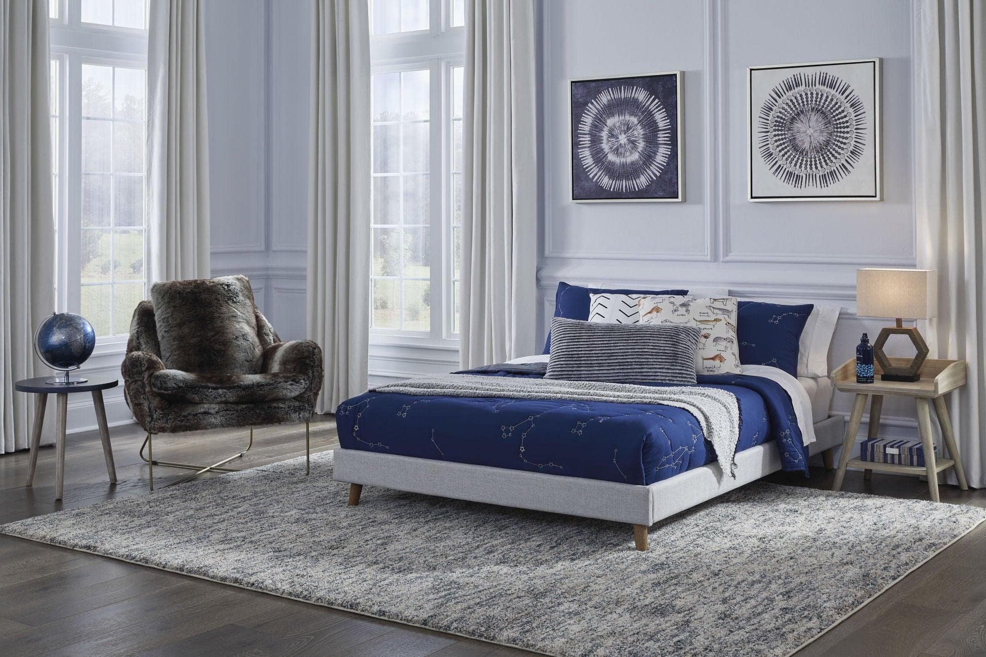 Signature Design by Ashley Tannally Upholstered Platform Bed Frame, Twin, Beige