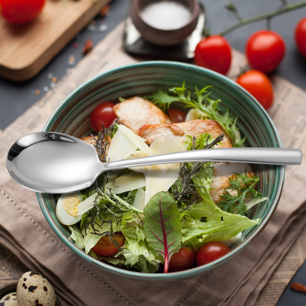 Stainless Steel Serving Spoon x 2, Slotted Serving Spoon x 2, 9.14 Inches Large Serving Utensils Set of 4 for Catering, Dishwasher Safe (Silver)
