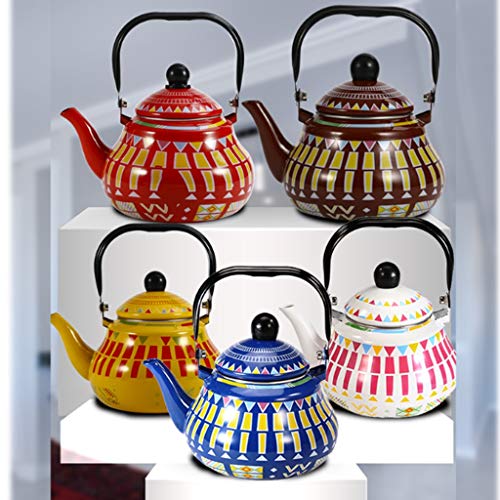 ZNZN Enamel Kettle Large Capacity Kettle Creative Gas Stove Geometric Pattern Teapot (1.5L/50.70Z, 2L /67.6OZ, 2.5L /84.5OZ) Multifunctional Water Kettle (Color : B, Size : 1.5L (50.70Z))