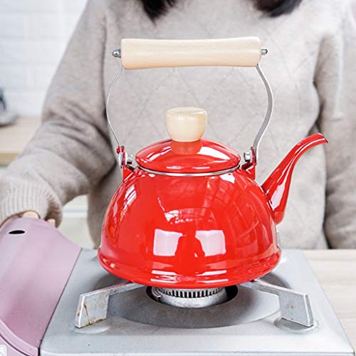 ZNZN Enamel Kettle Thickened Red Kettle Retro Stovetop Induction Cooker Natural Gas Home Restaurant Teapot (1.4L, 47.3OZ) Multifunctional Water Kettle