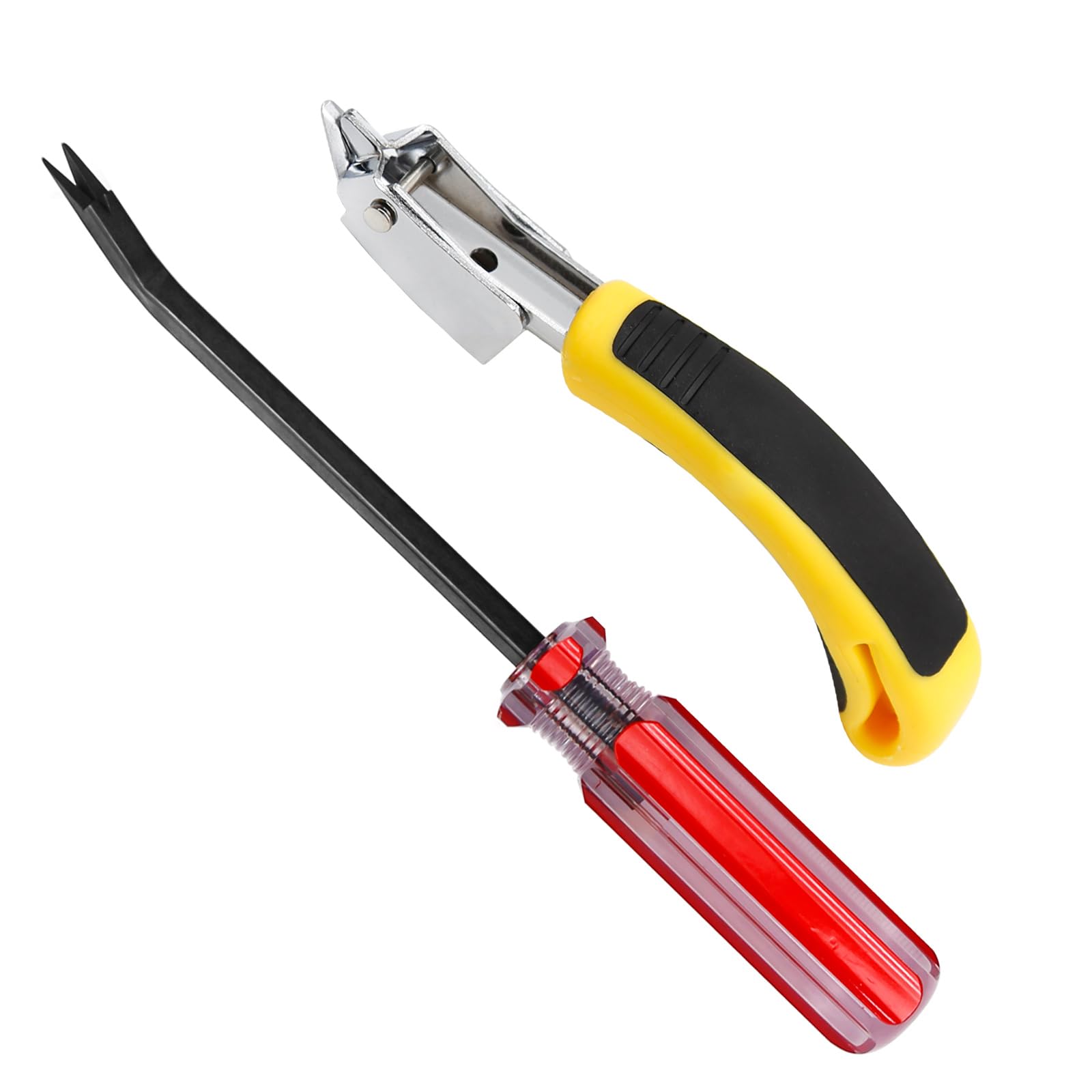 Staple Remover, Upholstery Staple Remover, Upholstery Tools Tack Lifter with Double Pronged Head Nail for All Kinds of Staples for Furniture, Yellow