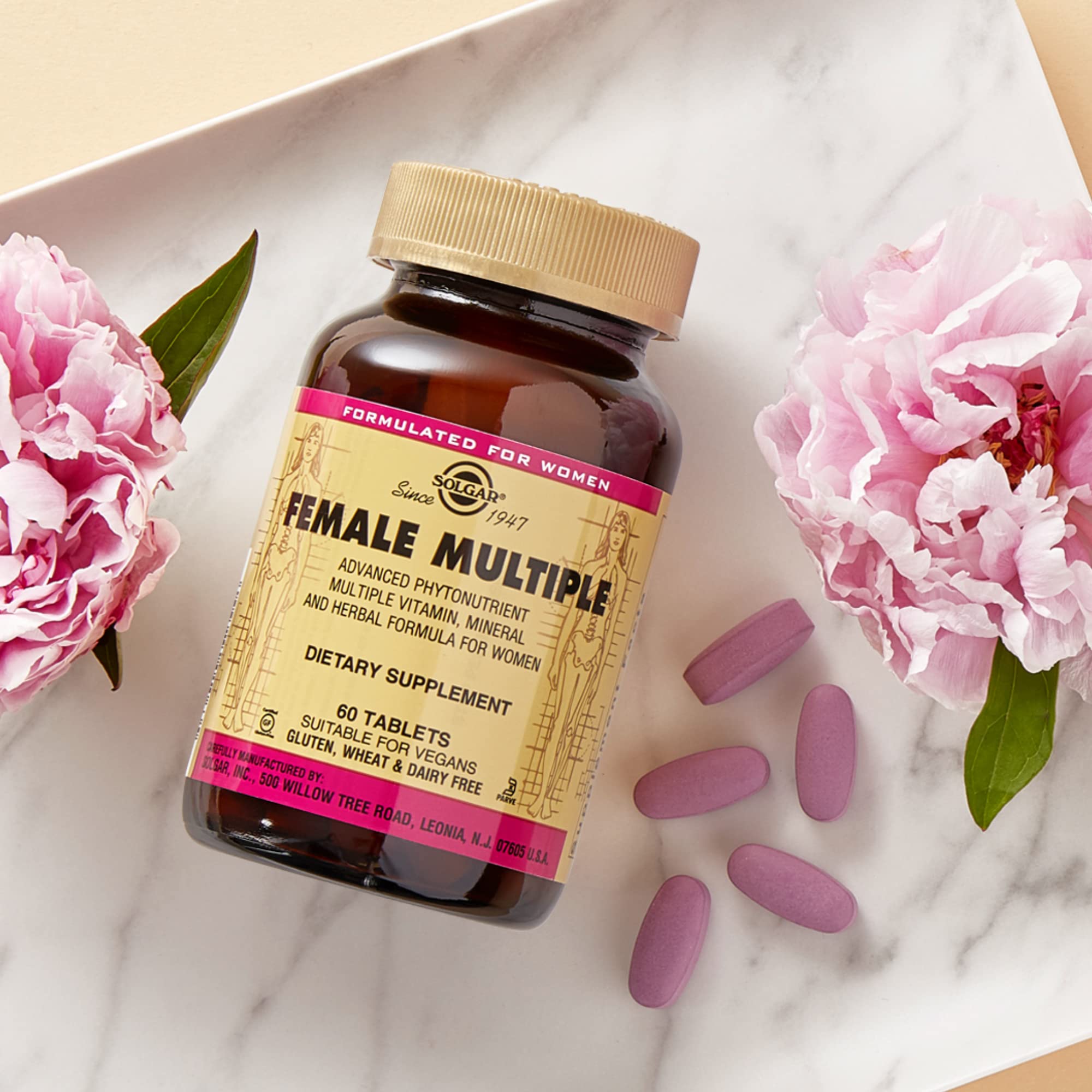 Solgar Female Multiple, 60 Tablets - Multivitamin, Mineral & Herbal Formula for Women - Advanced Phytonutrient - Vegan, Gluten Free, Dairy Free, Kosher - 20 Servings
