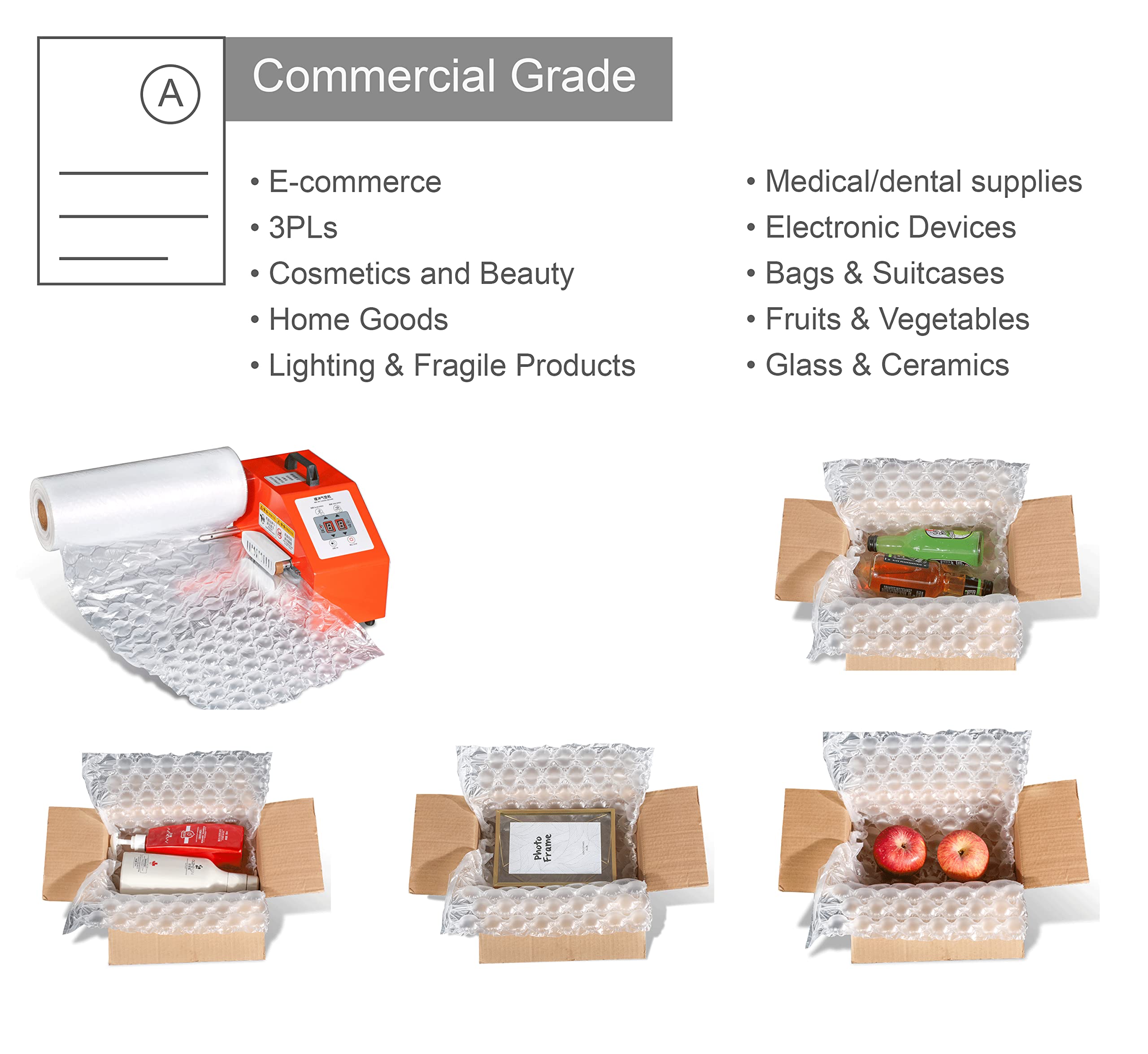 SOLTECH Inflatable Air Bubble Film Cushioning Wrap Rolls,Perforated, Easy to Tear,Large Air Bubble, 15.7 Inchx984 Feet Total,Packing, Industrial, Business Bubble Supply (Perforated Line 7.8" in)