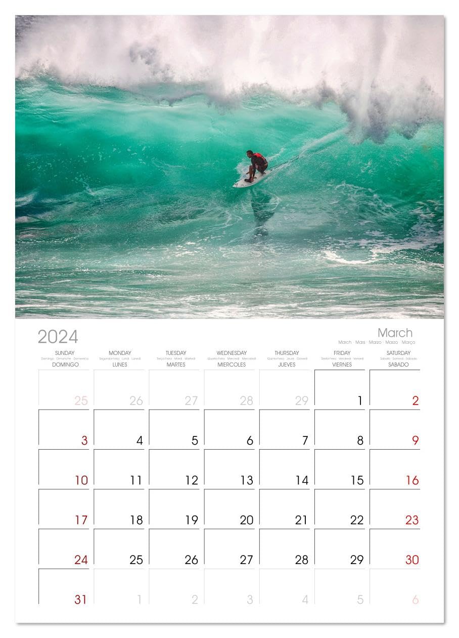 Surfen - from Inside the Barrel (Monthly Wall Calendar 2024 11.7" x 16.5" (open)), CALVENDO 14 Month Calendar