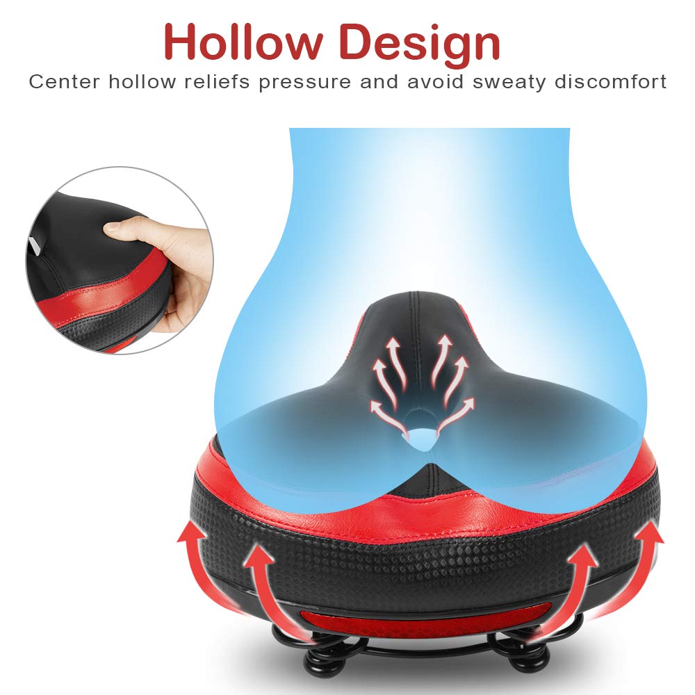 Toplimit Comfort Bike Seat,High Density Memory Foam Bicycle Saddle for Men Women, Hollow Design,Universal Fit Saddle with Tools