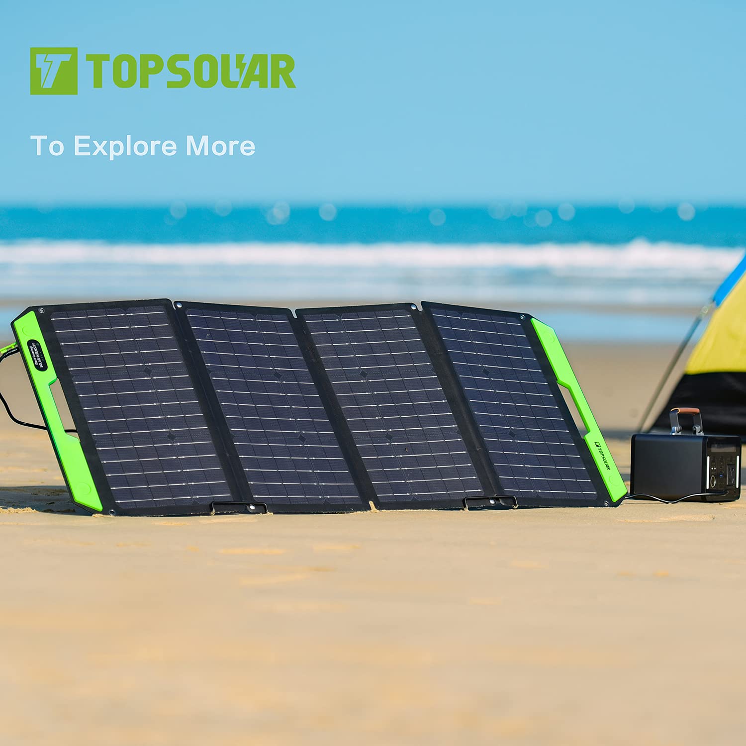 Topsolar 100 Watt Foldable Solar Panel Battery Charger Kit for Portable Generator Power Station Cell Phones 12V Car Boat RV Trailer Battery Charge (Dual 5V USB & 19V DC Output)