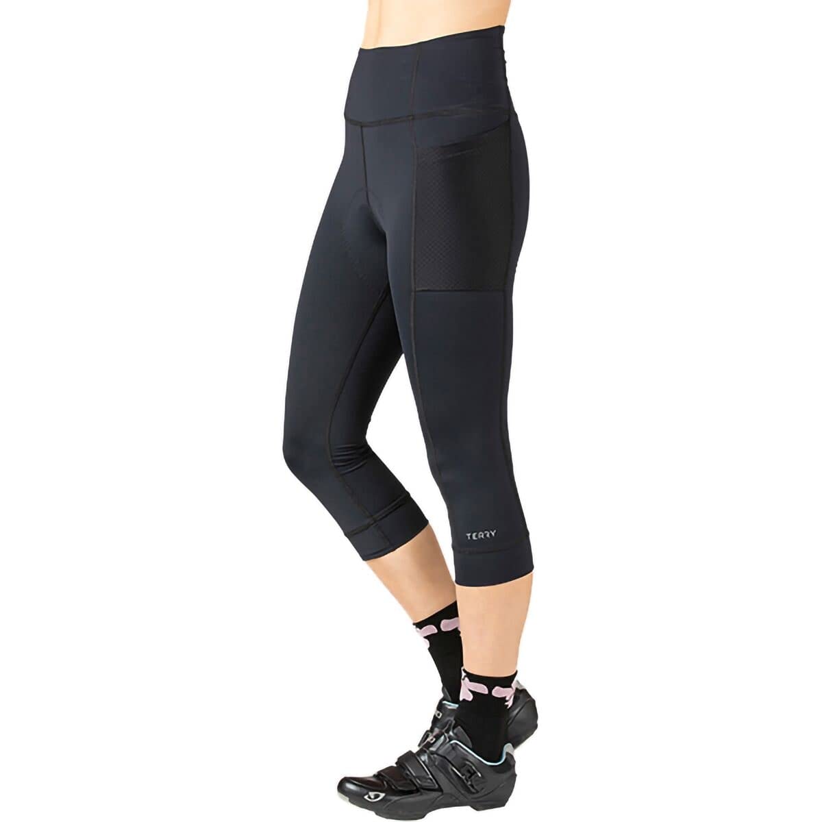 Terry Holster Prima Capri - Women's Padded Cycling Bottom, Compression & Moisture Wicking for All Day Riding Comfort - Black, Large