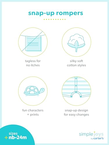 Simple Joys by Carter's Baby 3-Pack Snap-up Rompers, Panda/Stripe/Whales, 3-6 Months