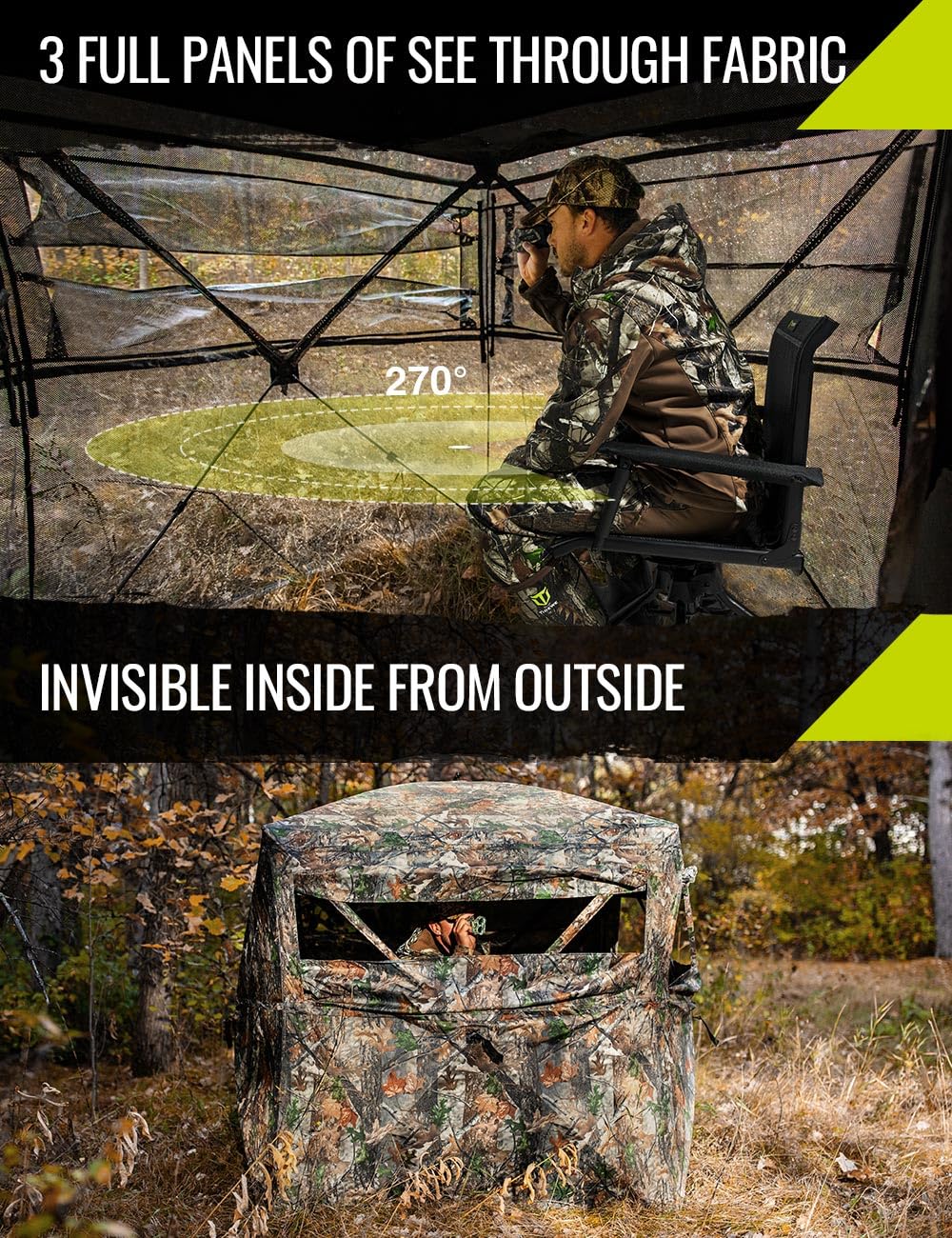 TIDEWE Hunting Blind See Through with Carrying Bag & Hunting Rangefinder with Rechargeable Battery 700Y