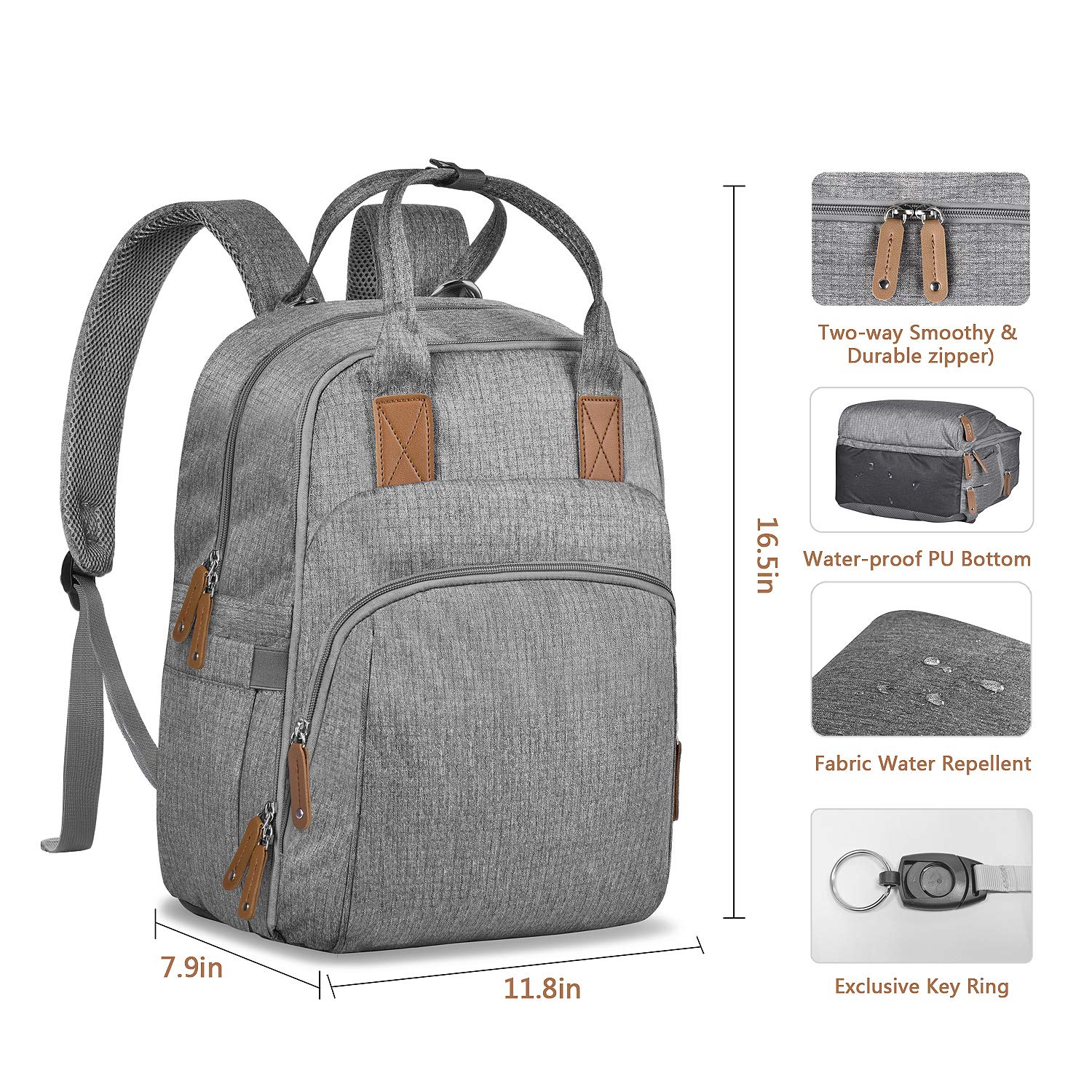 Zymise K-Musculo Large Diaper Bag Backpack, ZOZLY Travel Back Pack Baby Bag Nappy Changing Bags