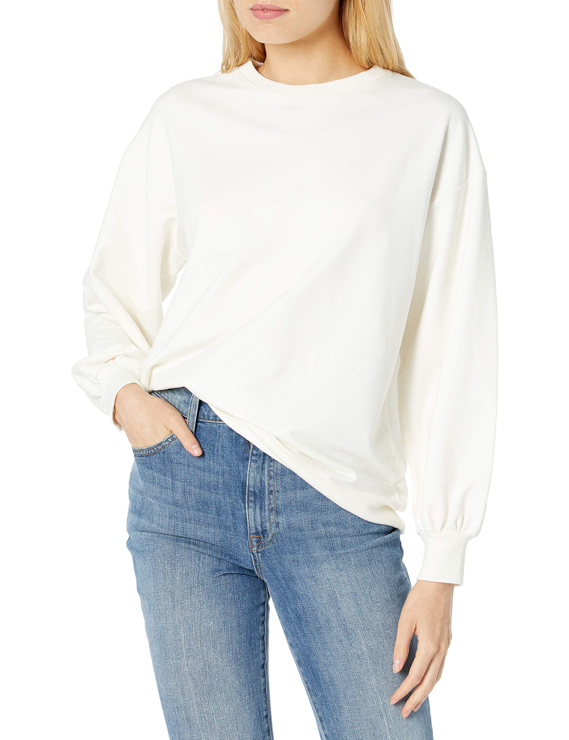 The Drop Women's Kiko Oversized Crew Neck Sweatshirt, Ivory, XL