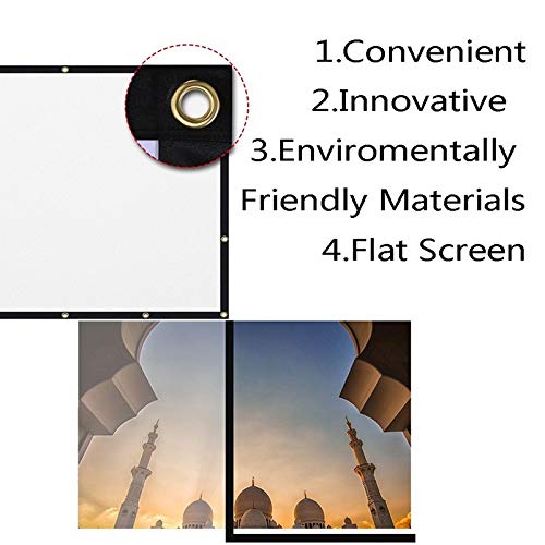 ZZBJ 100 Inch Foldable Projector Screen White Projection Screen 3D Movie for Outdoor Camping 16:9 Portable 1pc