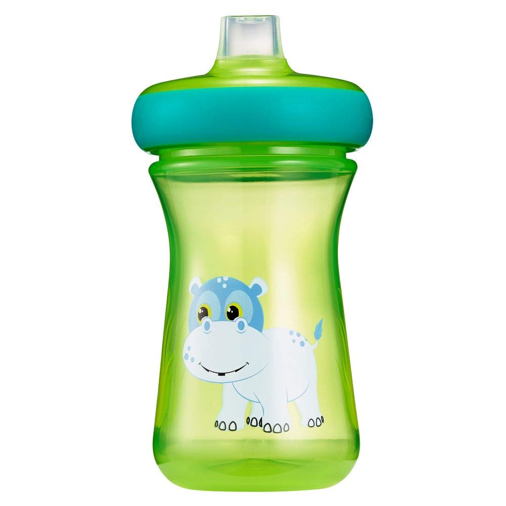 The First Years Soft Spout Pack of Sippy Cups for Toddlers, Giraffe/Hippo, 9 Ounce (Pack of 2)