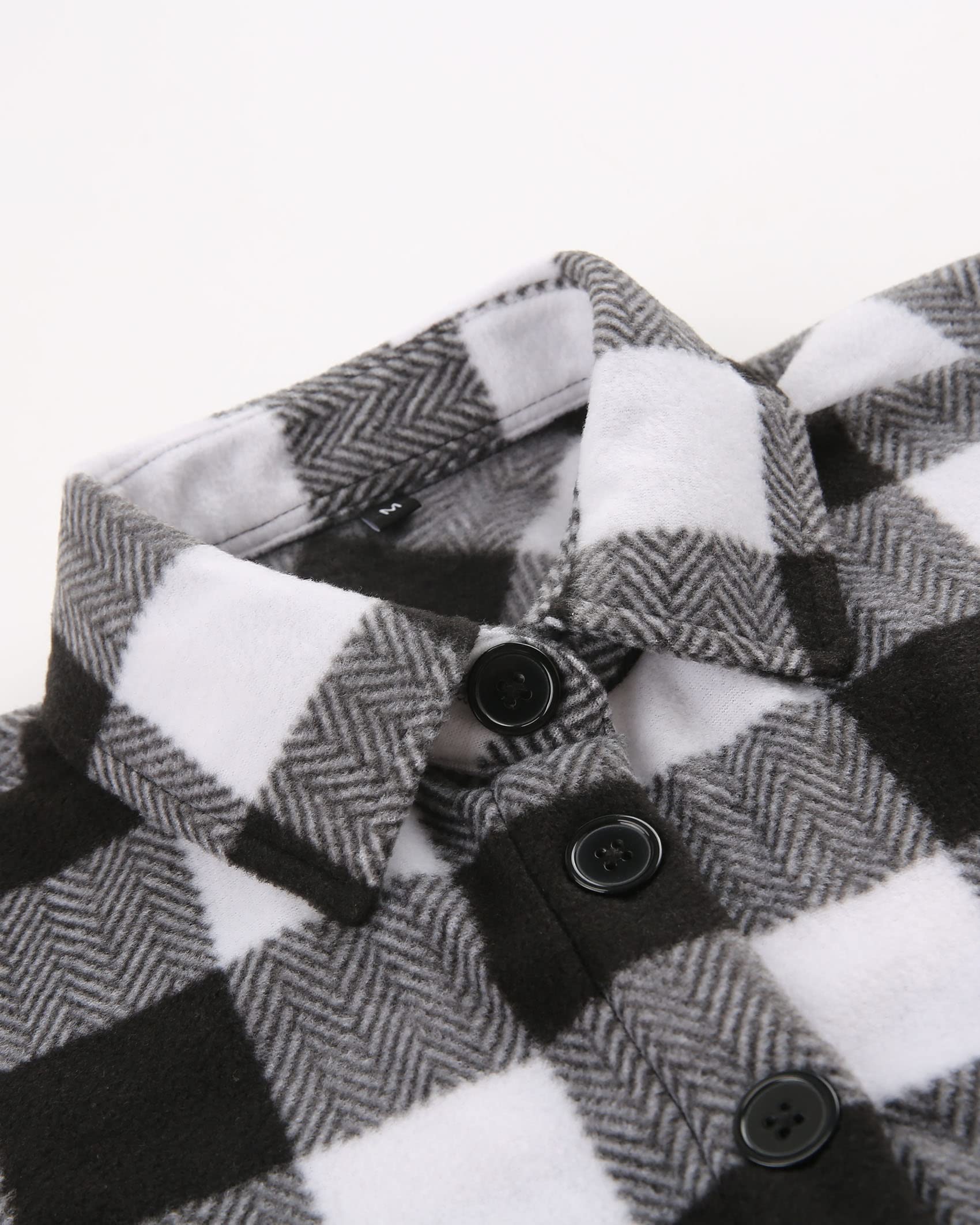 Souactimuy Women's Flannel Soft Plaid Shirt Long Sleeve Button Down Buffalo Casual Blouse White and Black
