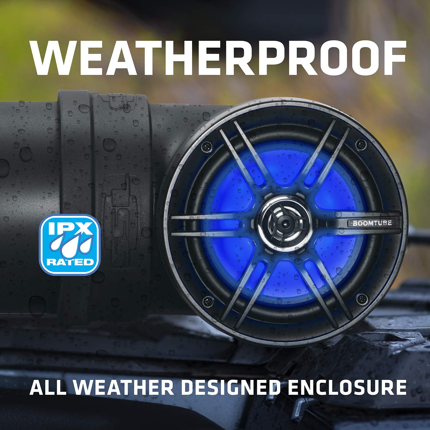 Sound Storm Laboratories BTB6L ATV UTV Sound System - 6.5 Inch Speakers, 1 Inch Tweeters, Full Range, IPX5 Weatherproof, Bluetooth, Built-in Amplifier, Multicolor Illumination, Golf Cart Compatible