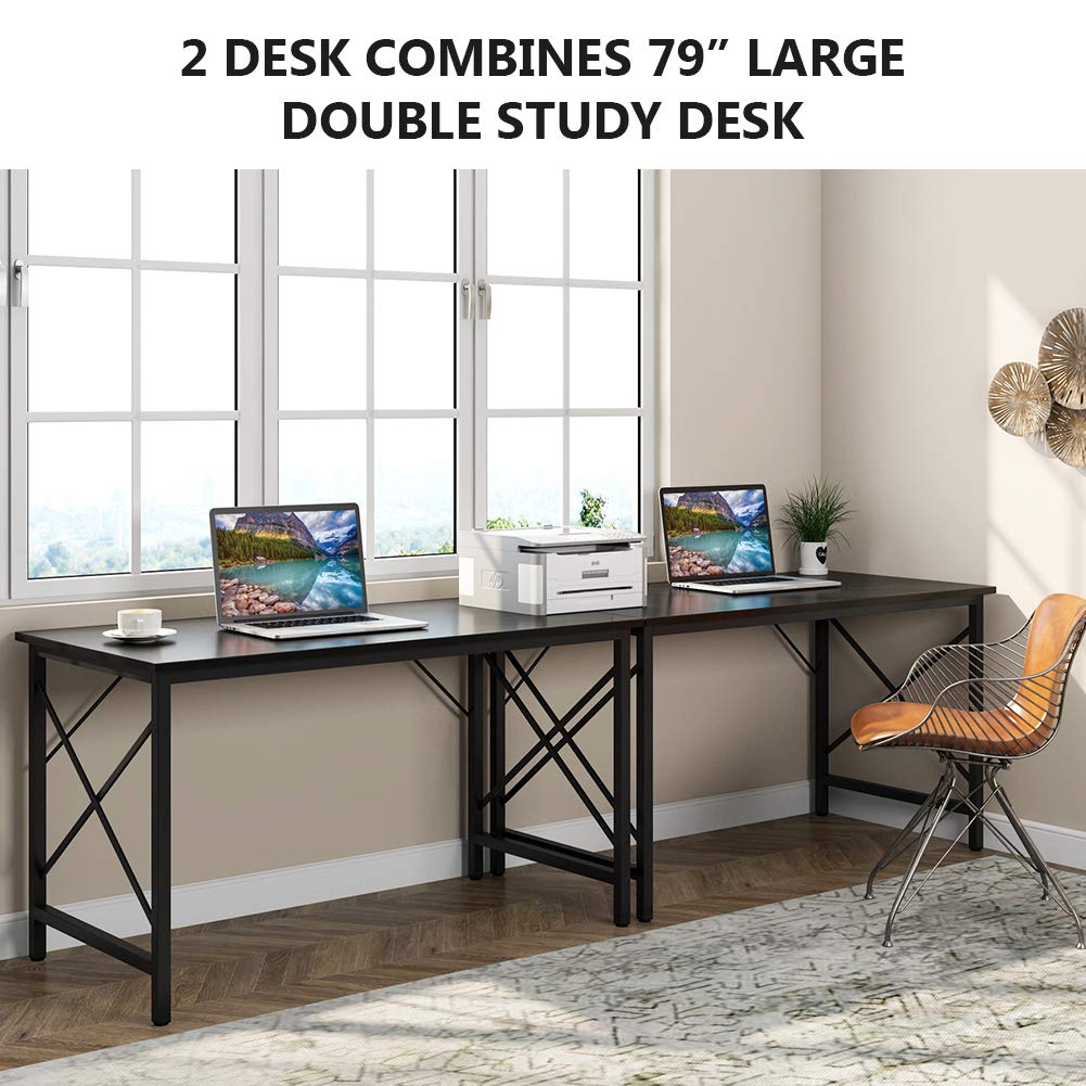 Tribesigns Writing Computer Desk, 39 inch Modern Simple Computer Table Study Desk, Industrial Vintage Laptop Table for Home Office (Black)