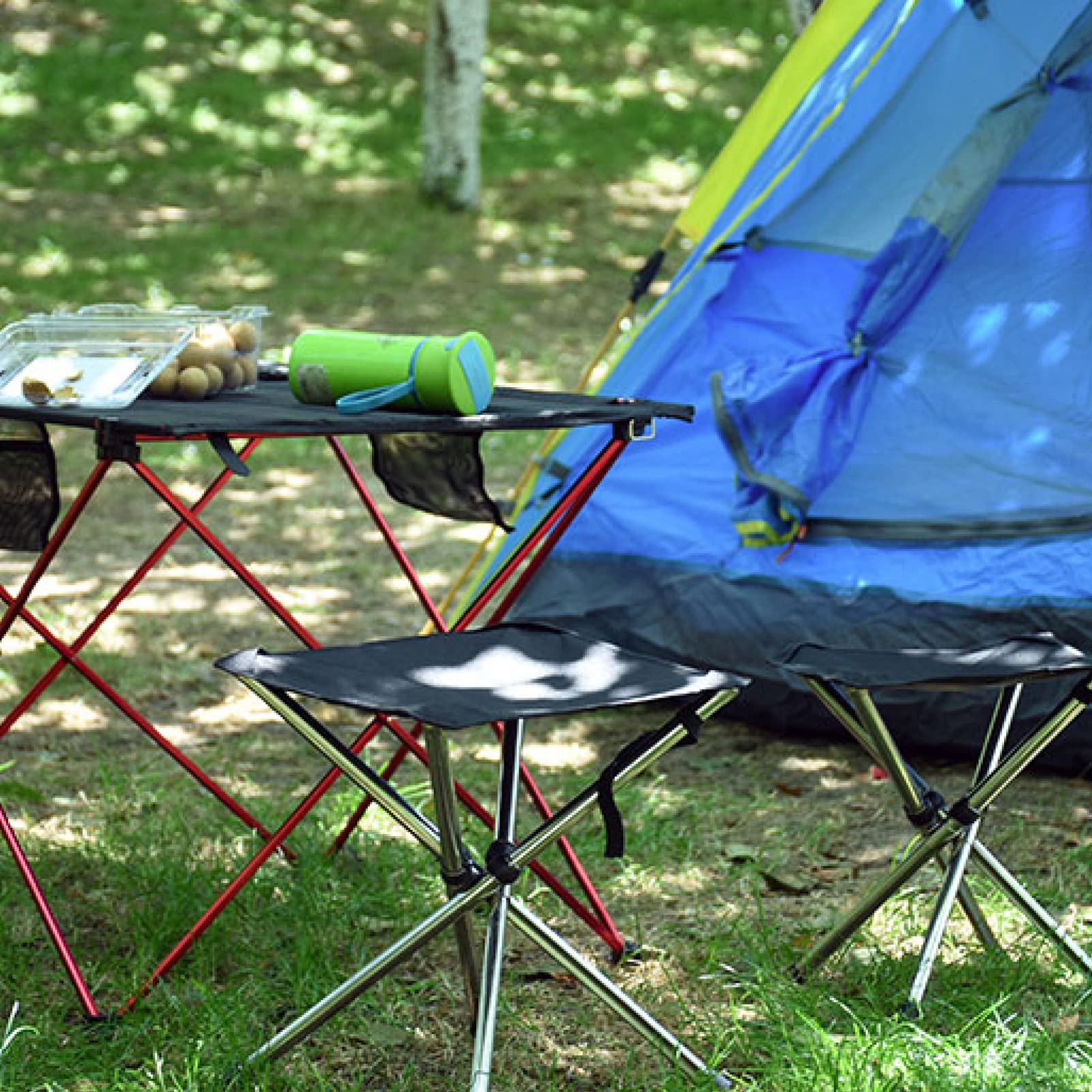 TRIWONDER Compact Camping Stool Folding Tripod Chair Lightweight Portable Camp Stool Mini Foldable Chair (Black - L)