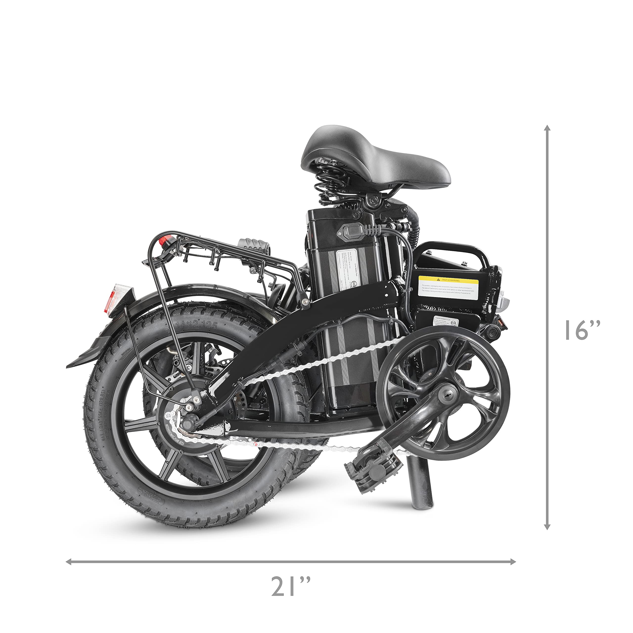XPRIT Folding Electric Bike, Light Weight, LCD Display, Full Throttle/Pedal Assist (14'' Folding)