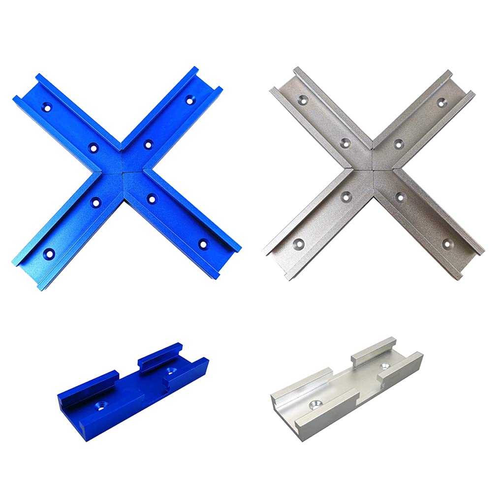 T-Track For Cross Connector With Predrilled Mounting Holes Aluminum Alloy Saw Table Track Intersection Pa Useful T-Track Intersection Kit For Woodworking Double-Cut Jig Profile