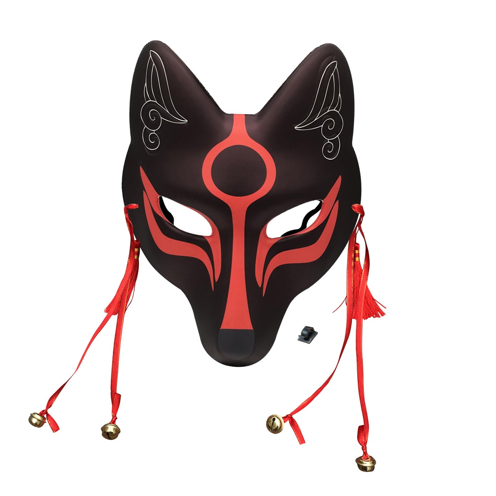 YangYong Kitsune Fox Mask for Halloween Masquerade Party, Kabuki PU Masks for Costume (full face, white diy base)