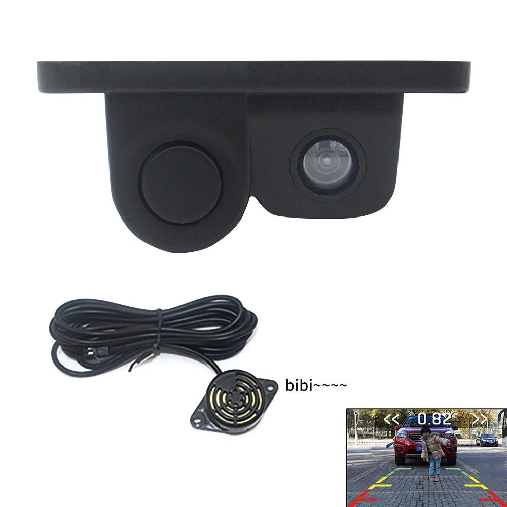 Vehicles Backup Camera System with Radar Parking Sensor Buzzer, Waterproof 12V Cars Reversing Reverse Rear View Camera, 170 Degree Wide View HD Camera