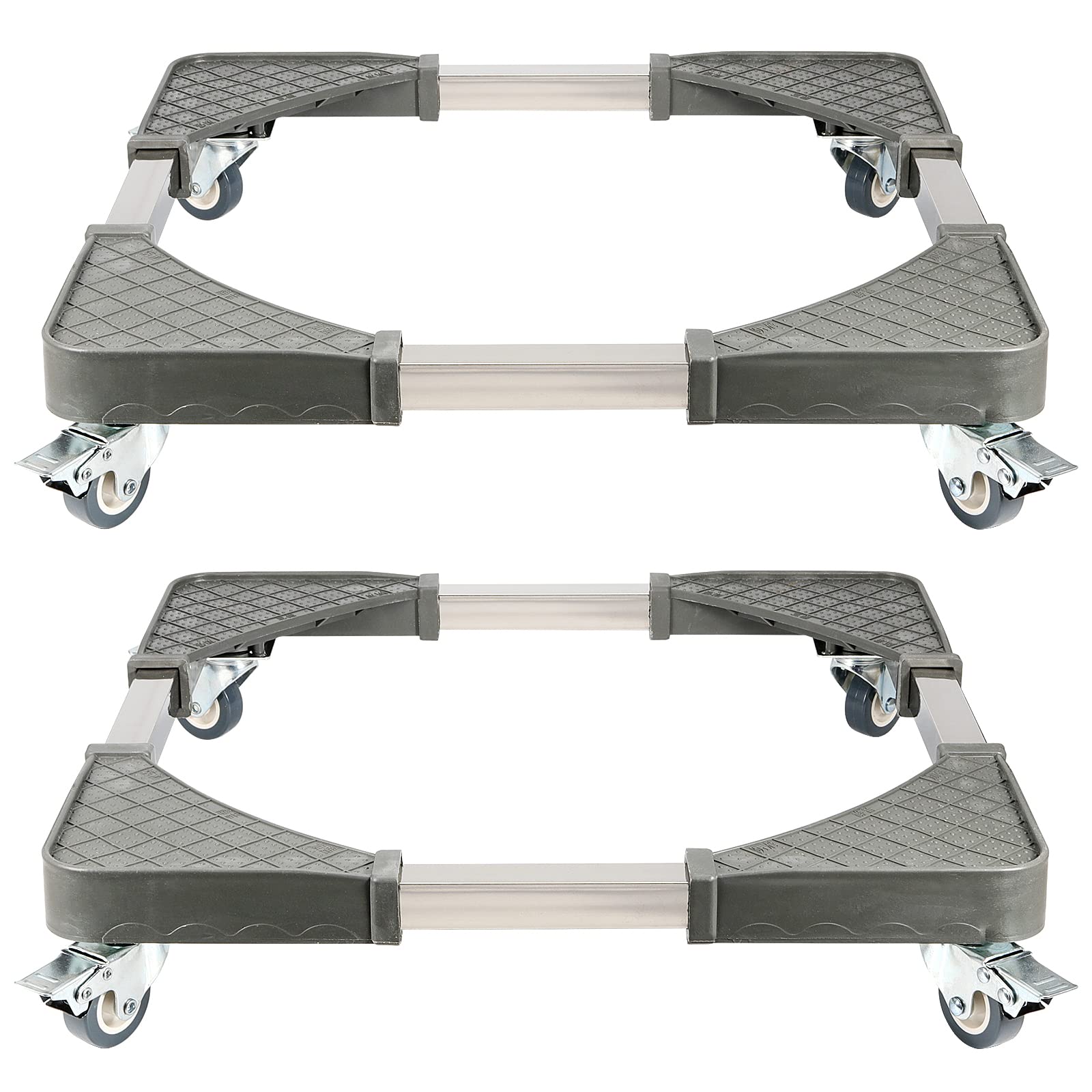 SINJEUN 2 Pack 19.7 to 25.6 inches Adjustable Furniture Dolly, Telescopic Mobile Roller with 4 Locking Wheels, Adjustable Moving Dolly for Washing Machine, Dryer, Refrigerator, 500 Lbs Capacity